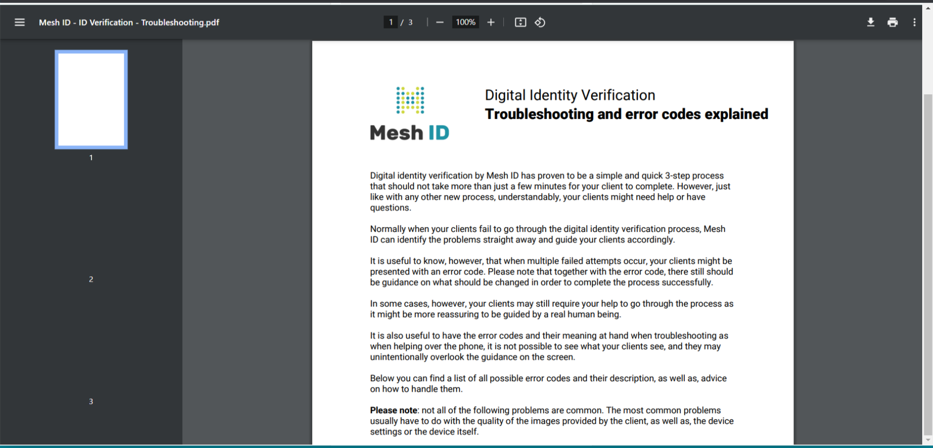 Troubleshooting: Identity Verification – Mesh ID Support