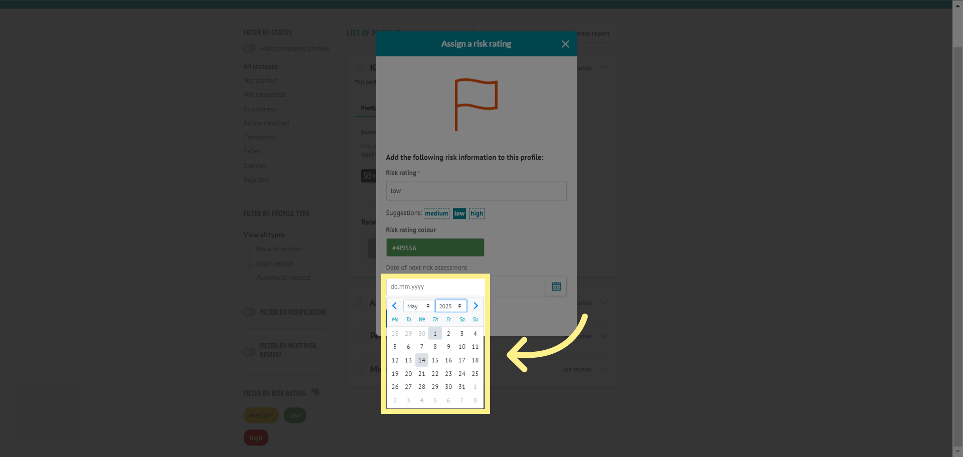 Assigning a risk rating, scheduling next review – Mesh ID Support