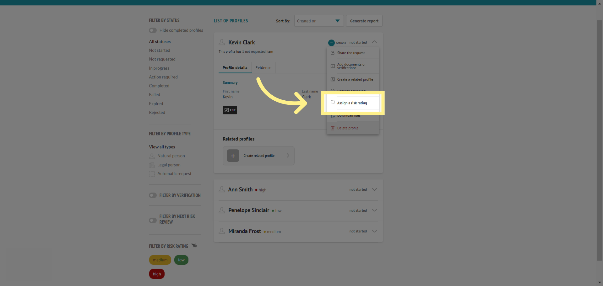 Assigning a risk rating, scheduling next review – Mesh ID Support