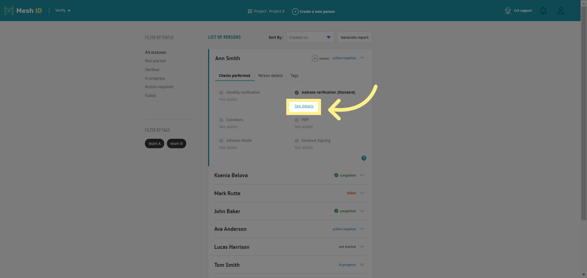Processing the result of an address verification – Mesh ID Support