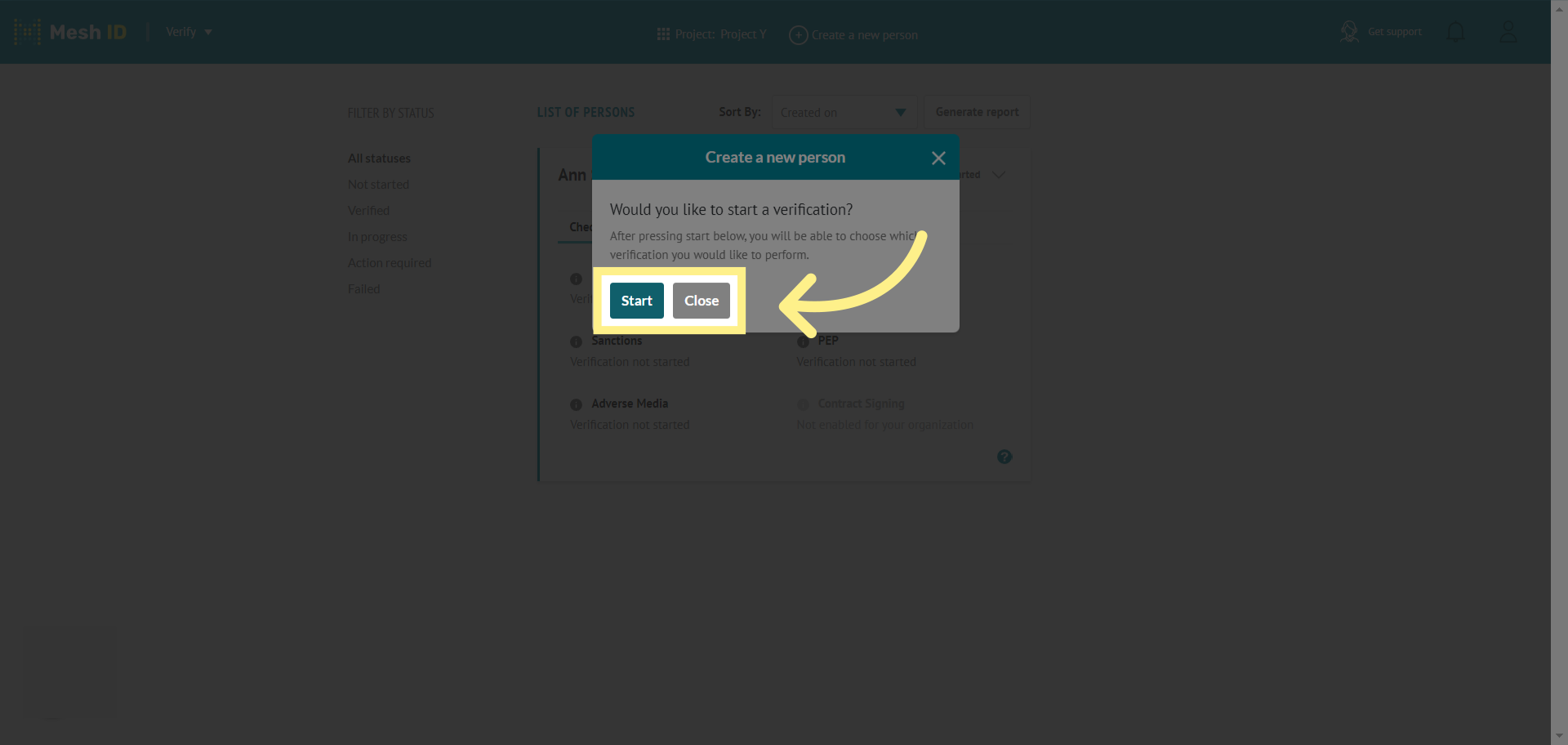 Requesting an identity verification – Mesh ID Support