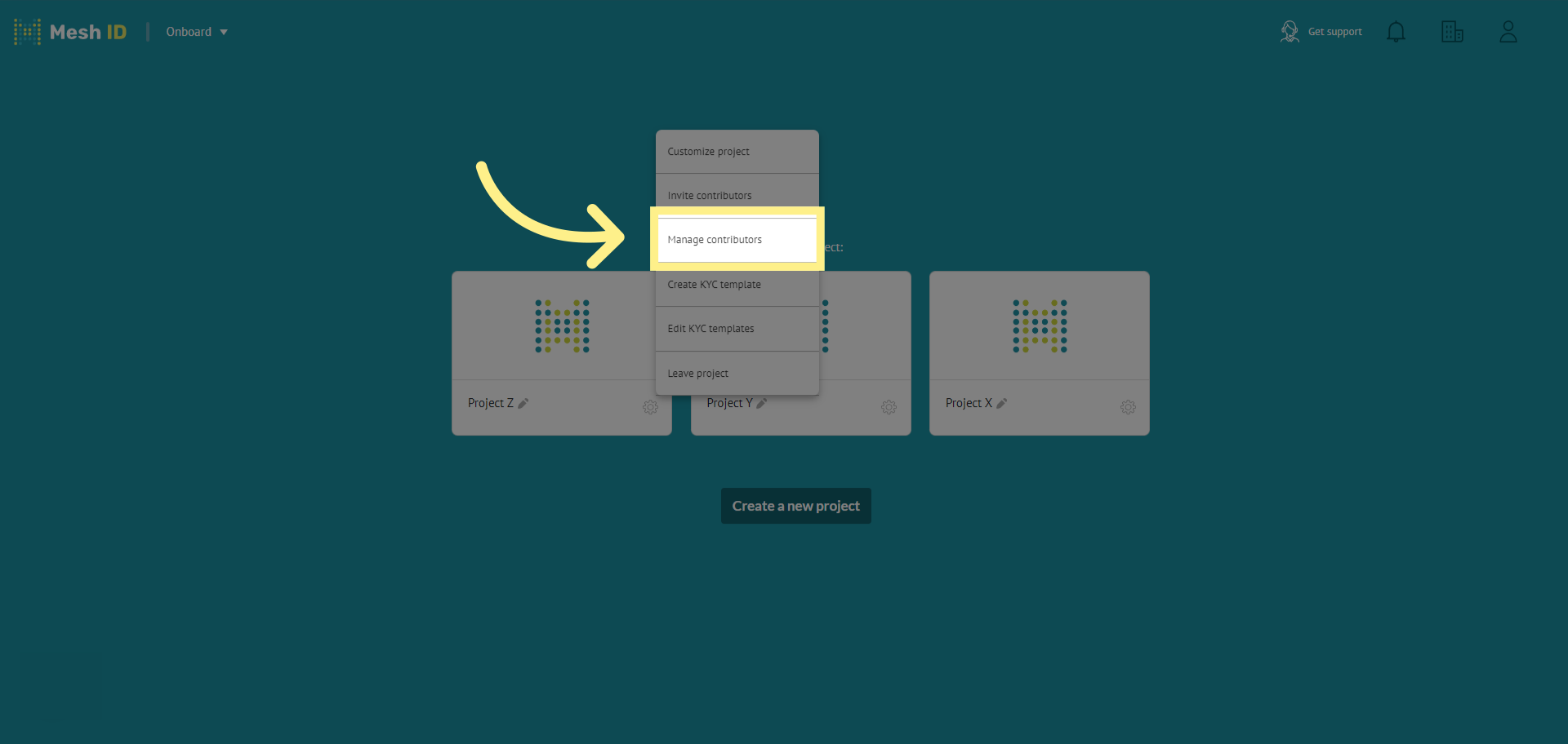 Managing contributors of a project – Mesh ID Support