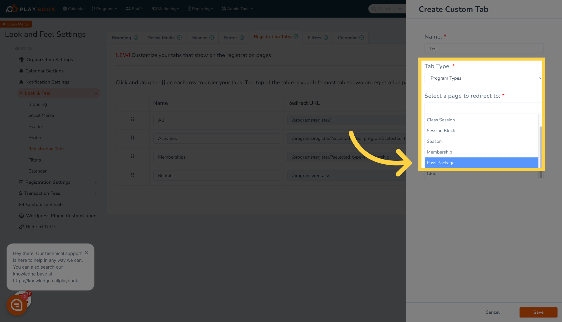 Adding Registration Tabs
