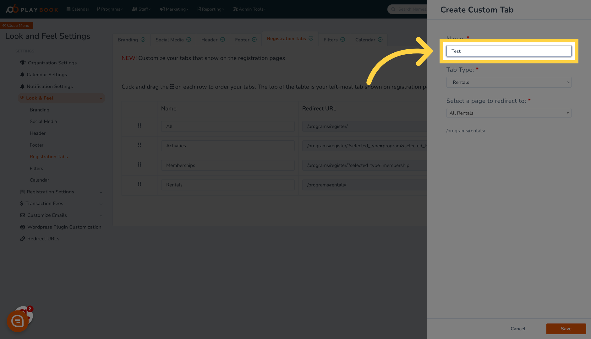 Adding Registration Tabs