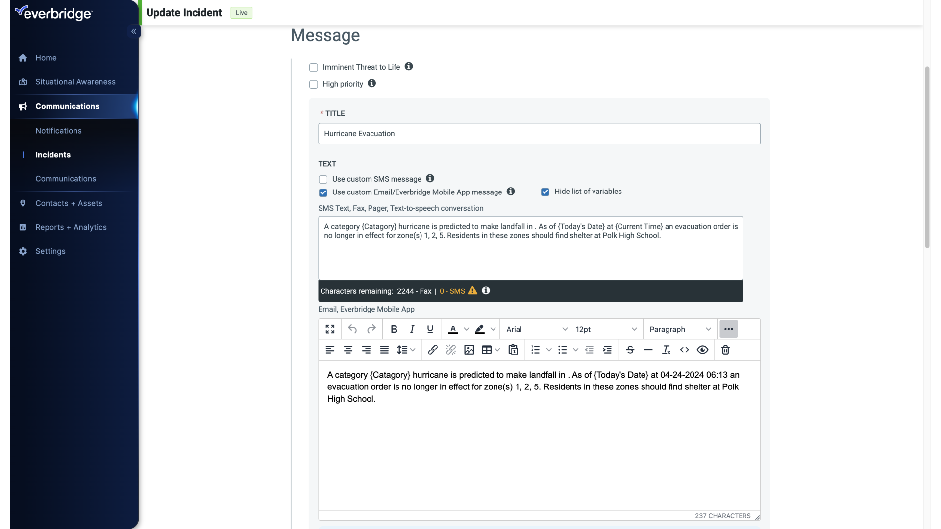 EBS: Sending Incident Updates in Everbridge Suite – Everbridge