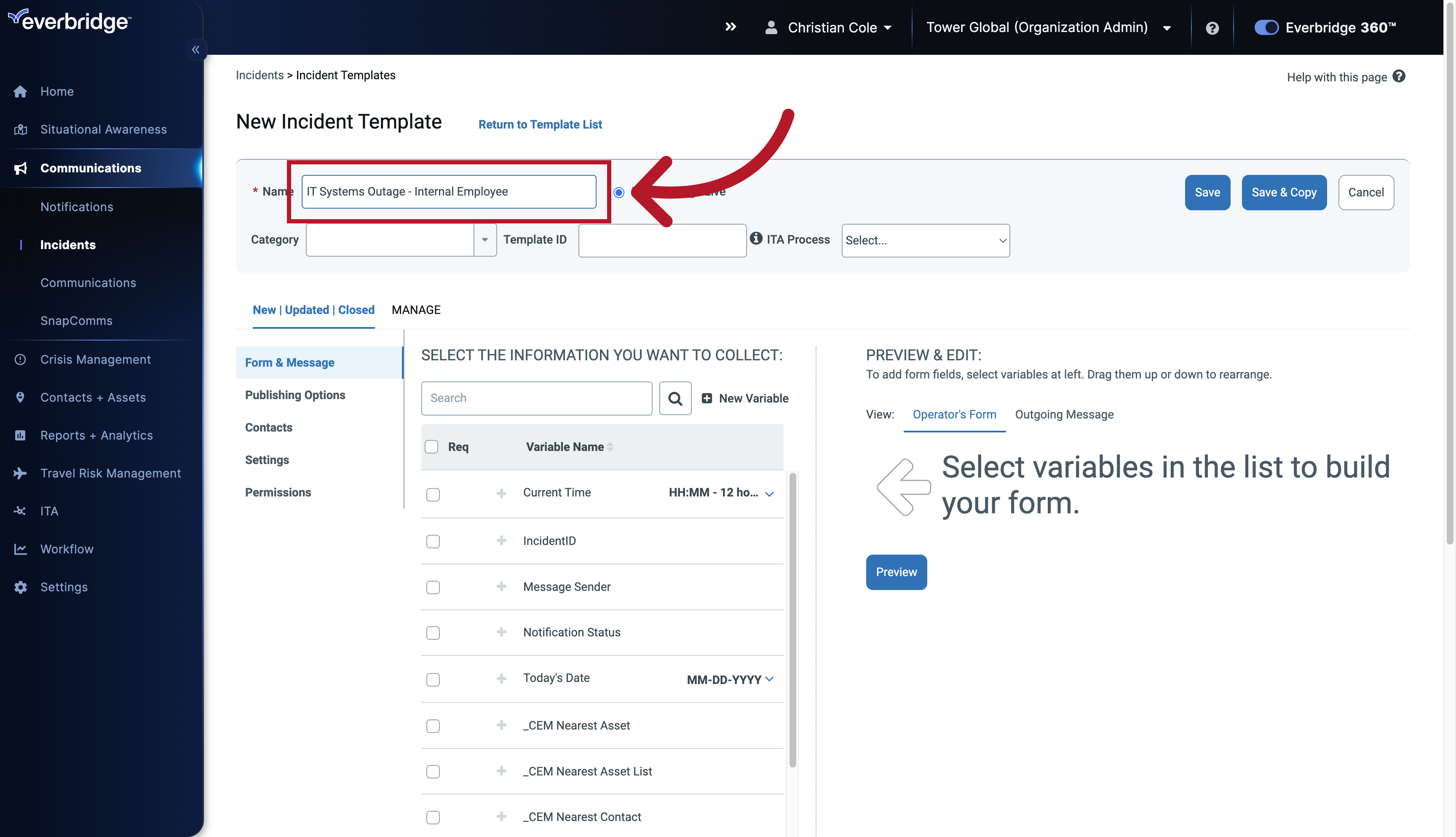 EBS: Creating an Incident Template – Everbridge