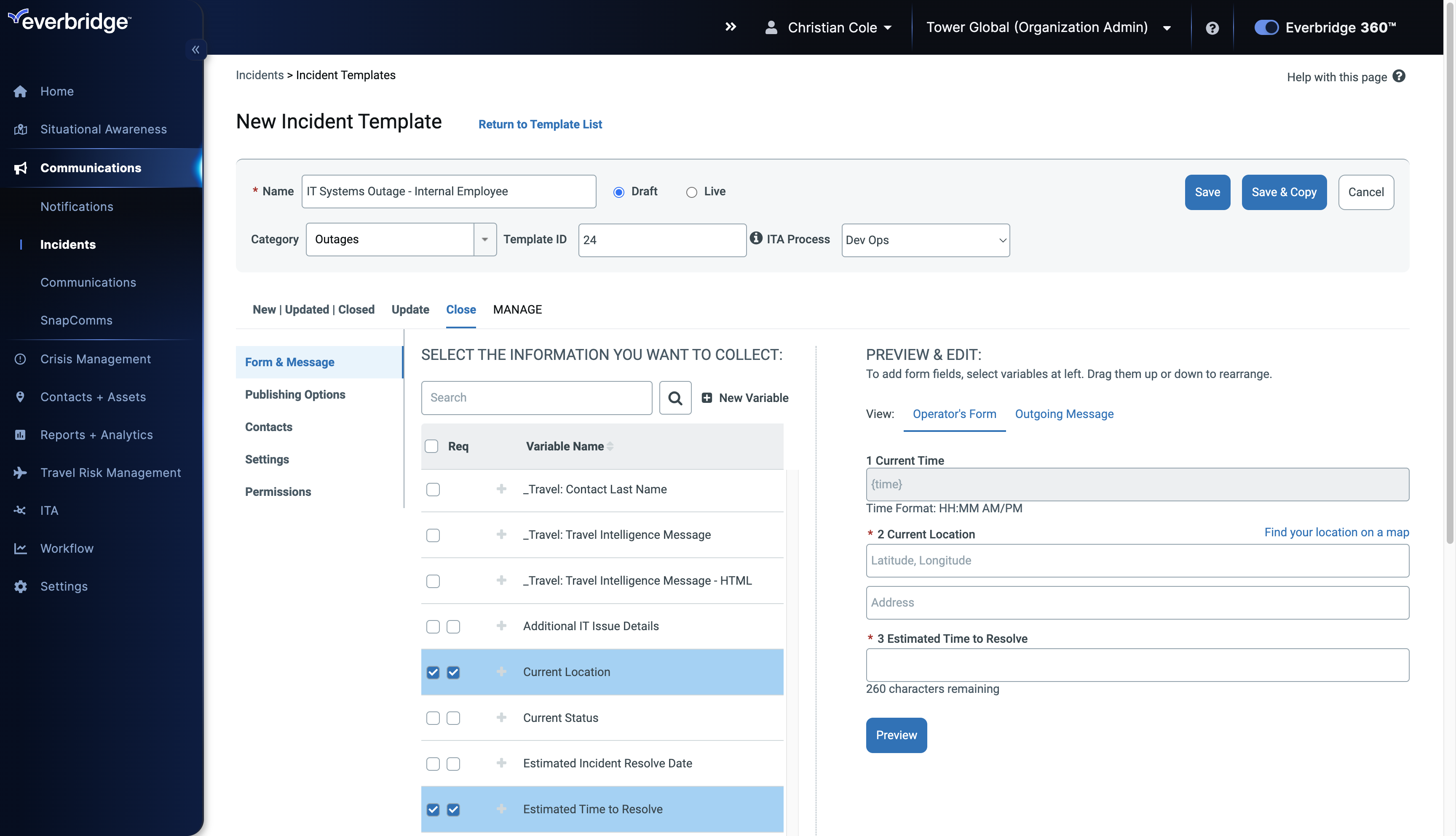EBS: Creating an Incident Template – Everbridge