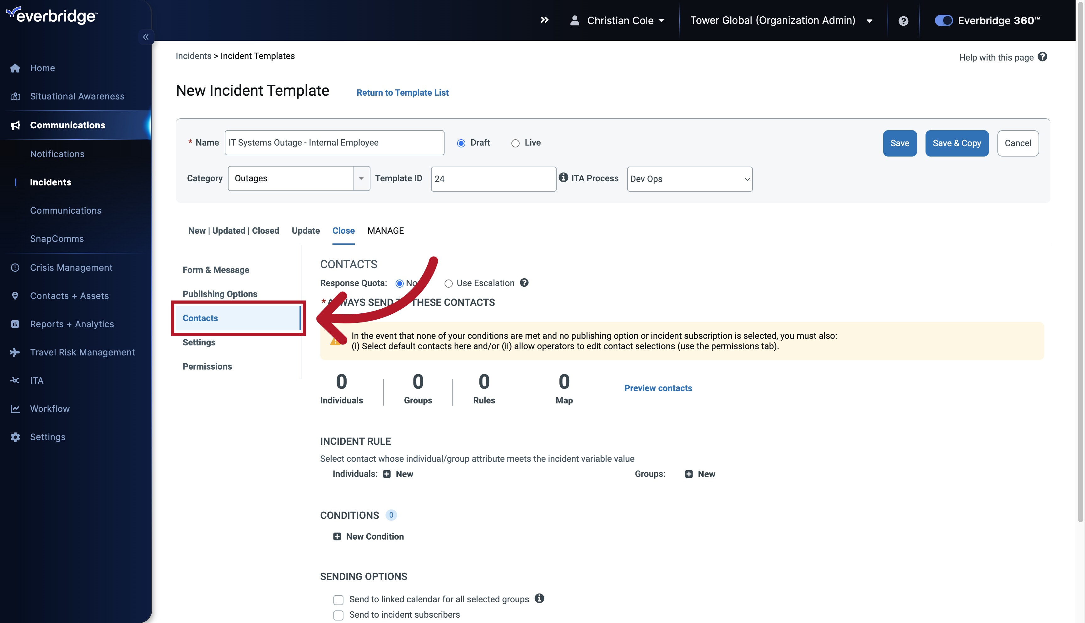 EBS: Creating an Incident Template – Everbridge