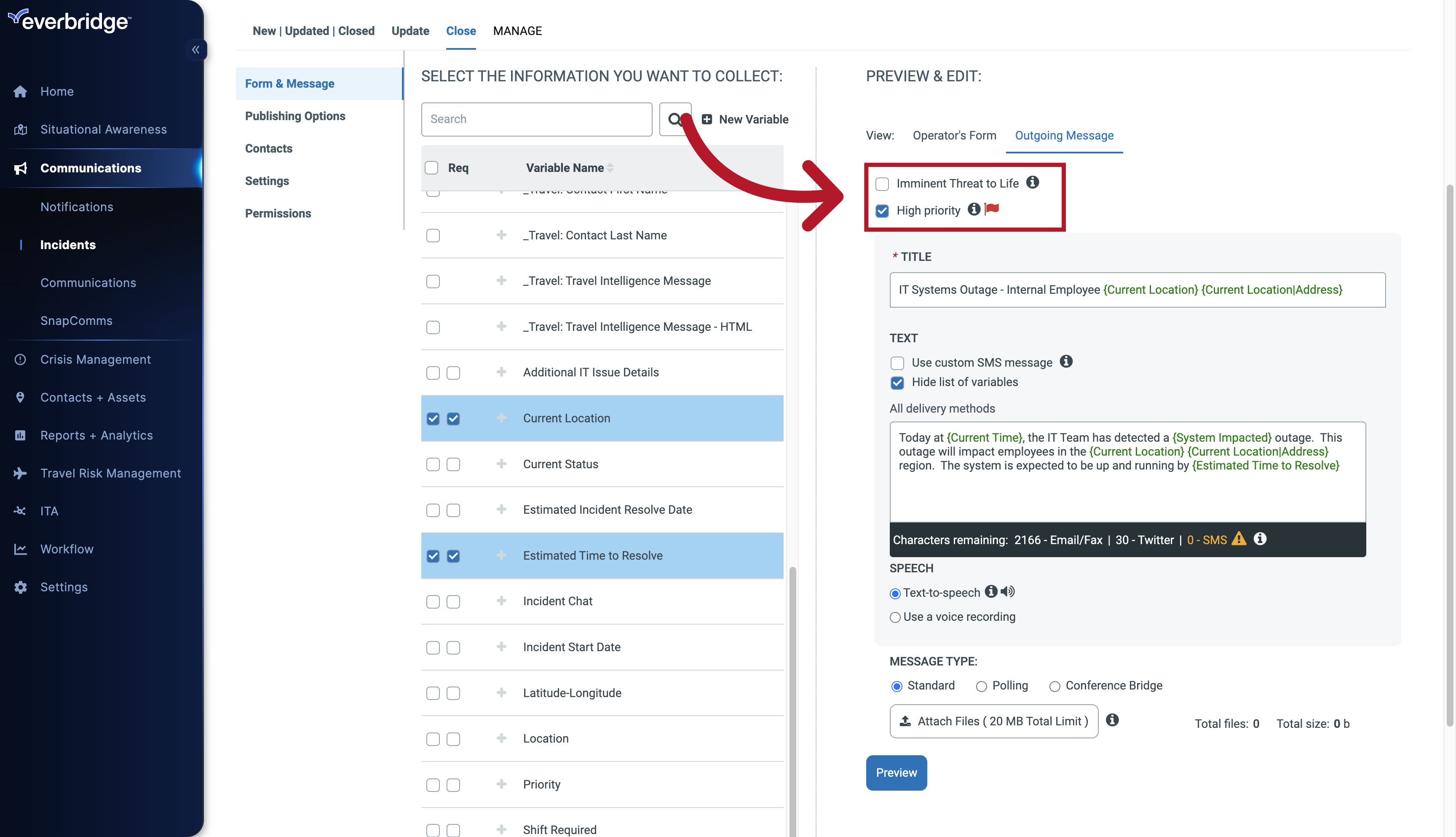 EBS: Creating an Incident Template – Everbridge