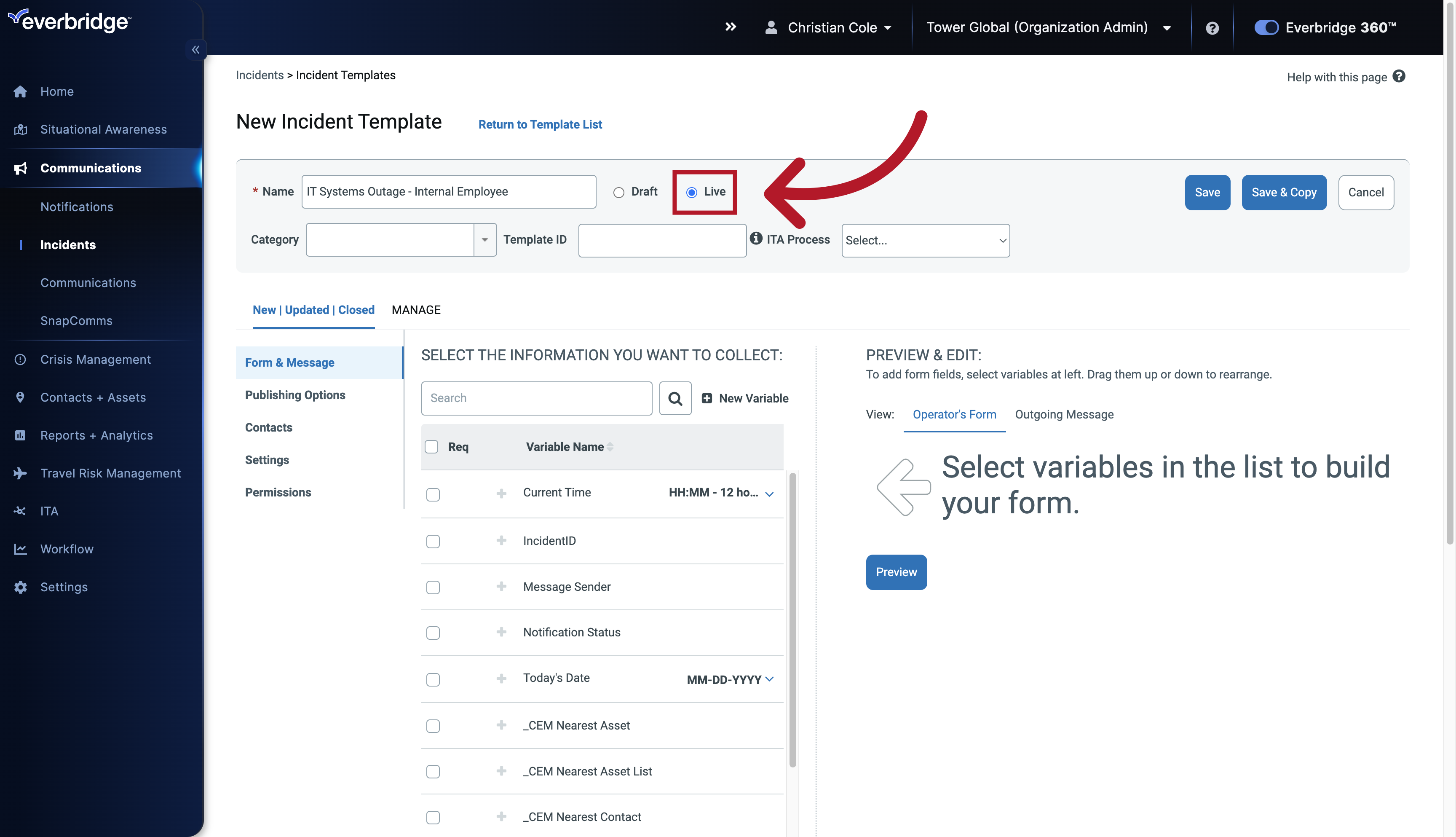 EBS: Creating an Incident Template – Everbridge