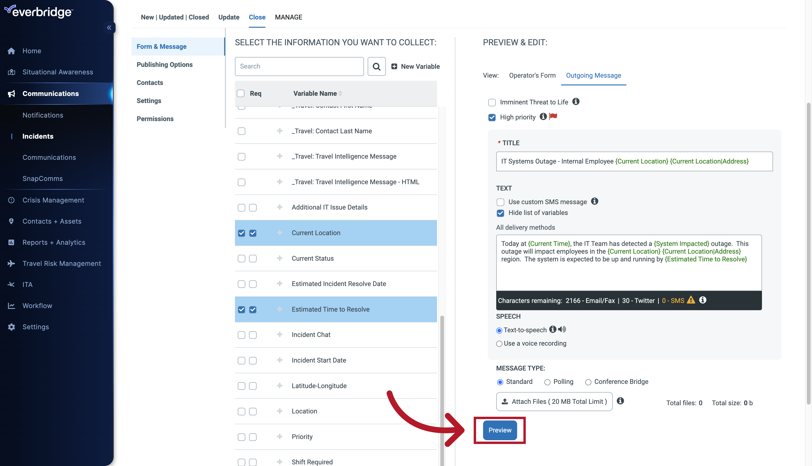 EBS: Creating an Incident Template – Everbridge