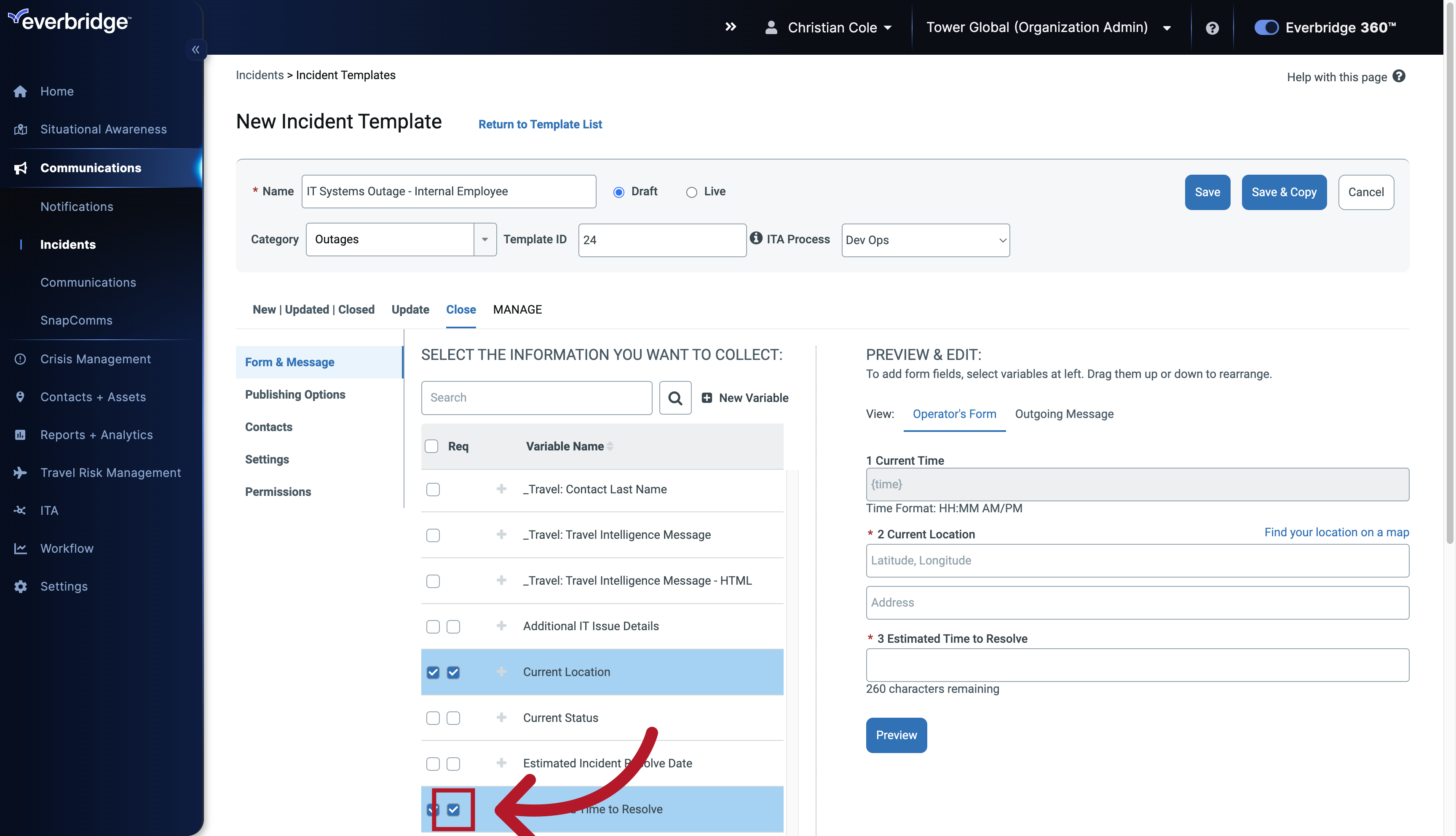 EBS: Creating an Incident Template – Everbridge