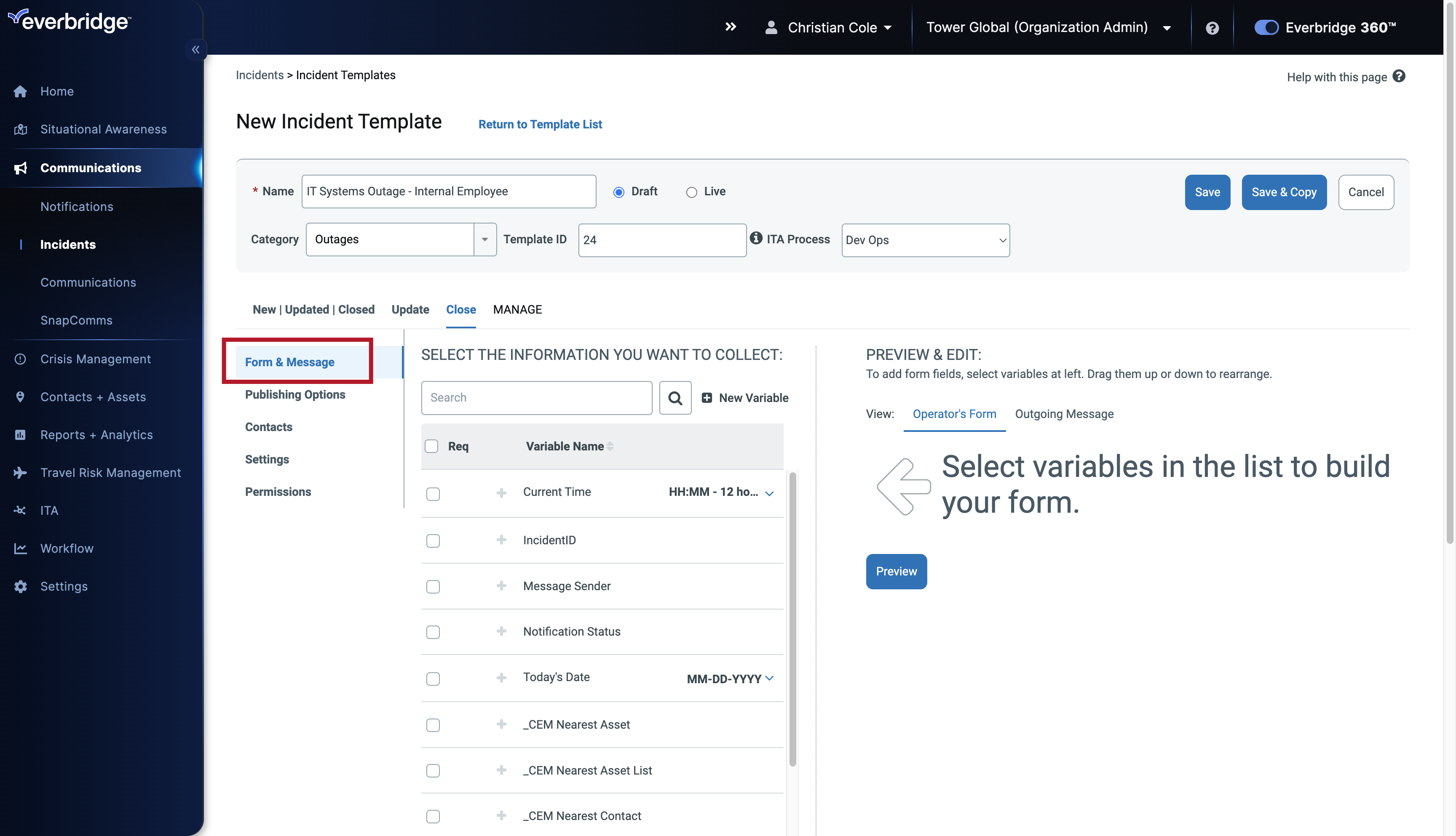 EBS: Creating an Incident Template – Everbridge