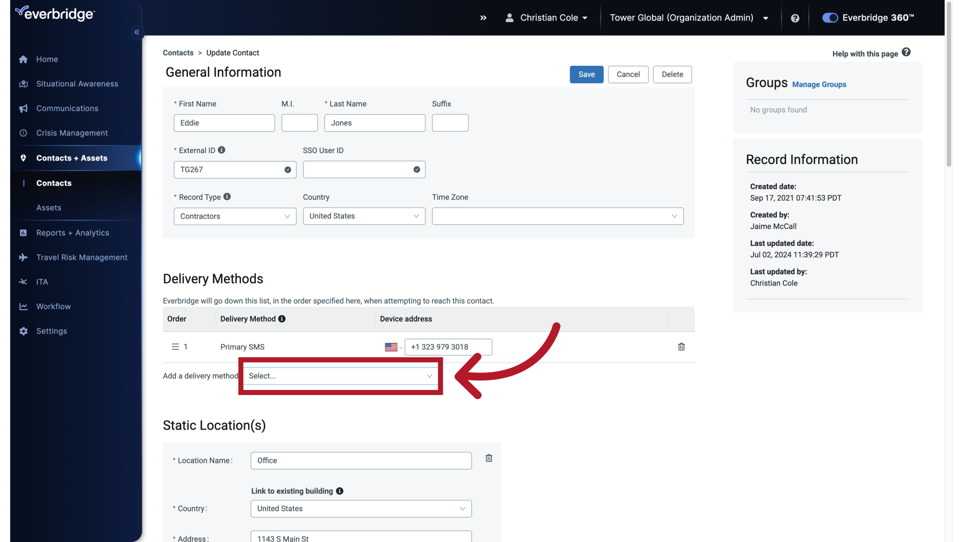 EBS: Updating an Existing Contact's Information in Everbridge Suite – Everbridge
