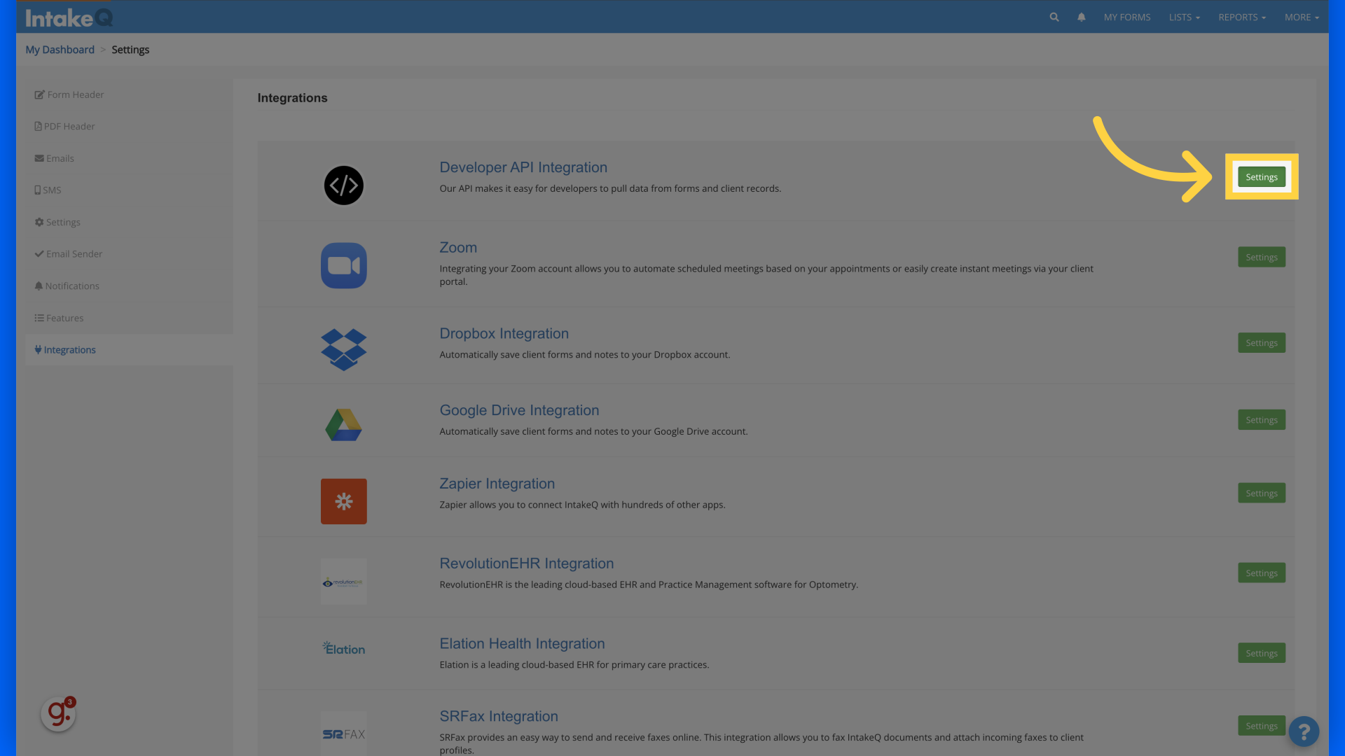 How to find your API Key in IntakeQ – Keragon