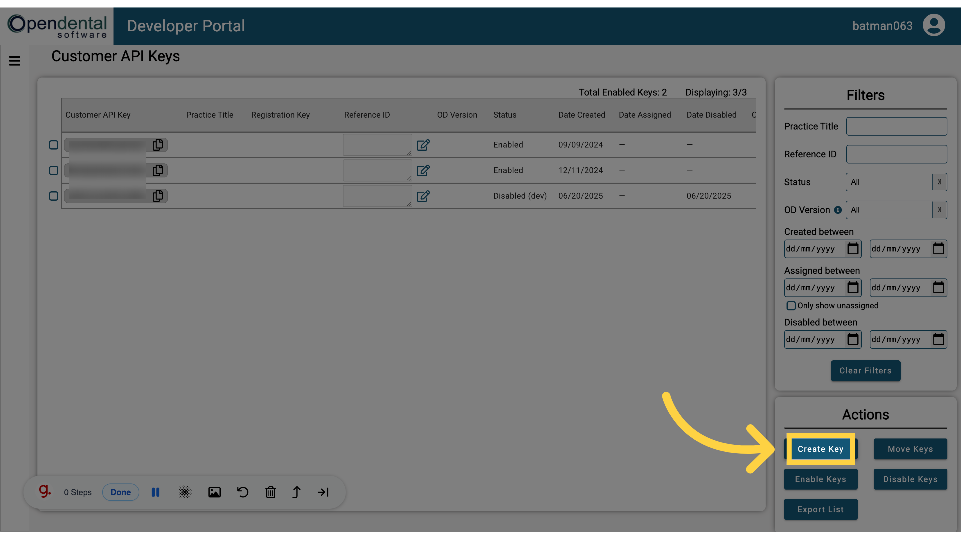 How to find the Customer key and Developer key in OpenDental – Keragon