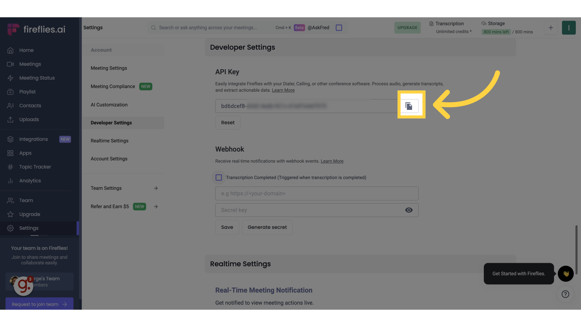 How to find your Fireflies.ai API key – Keragon