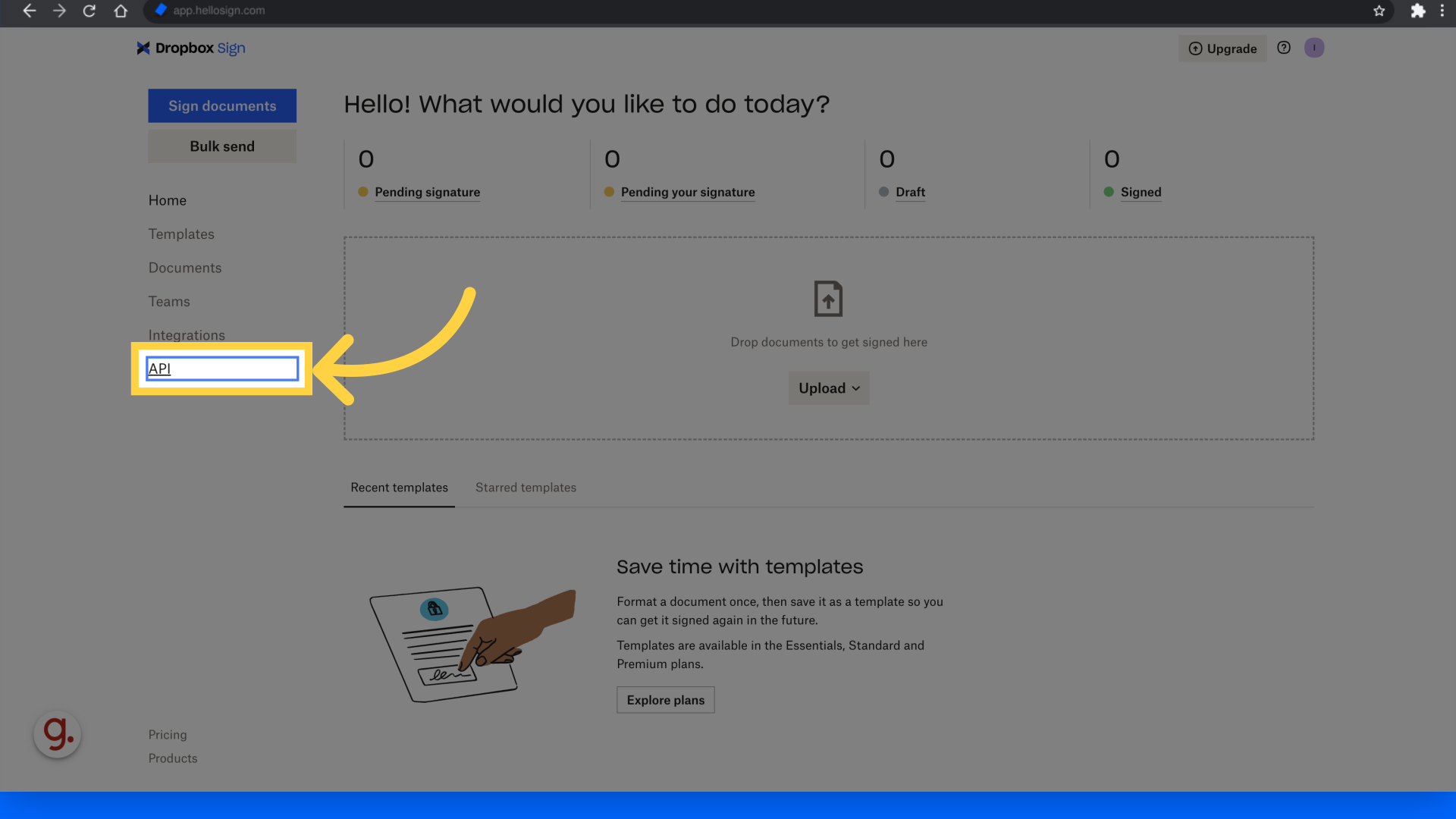 How to find your API key in Dropbox Sign – Keragon