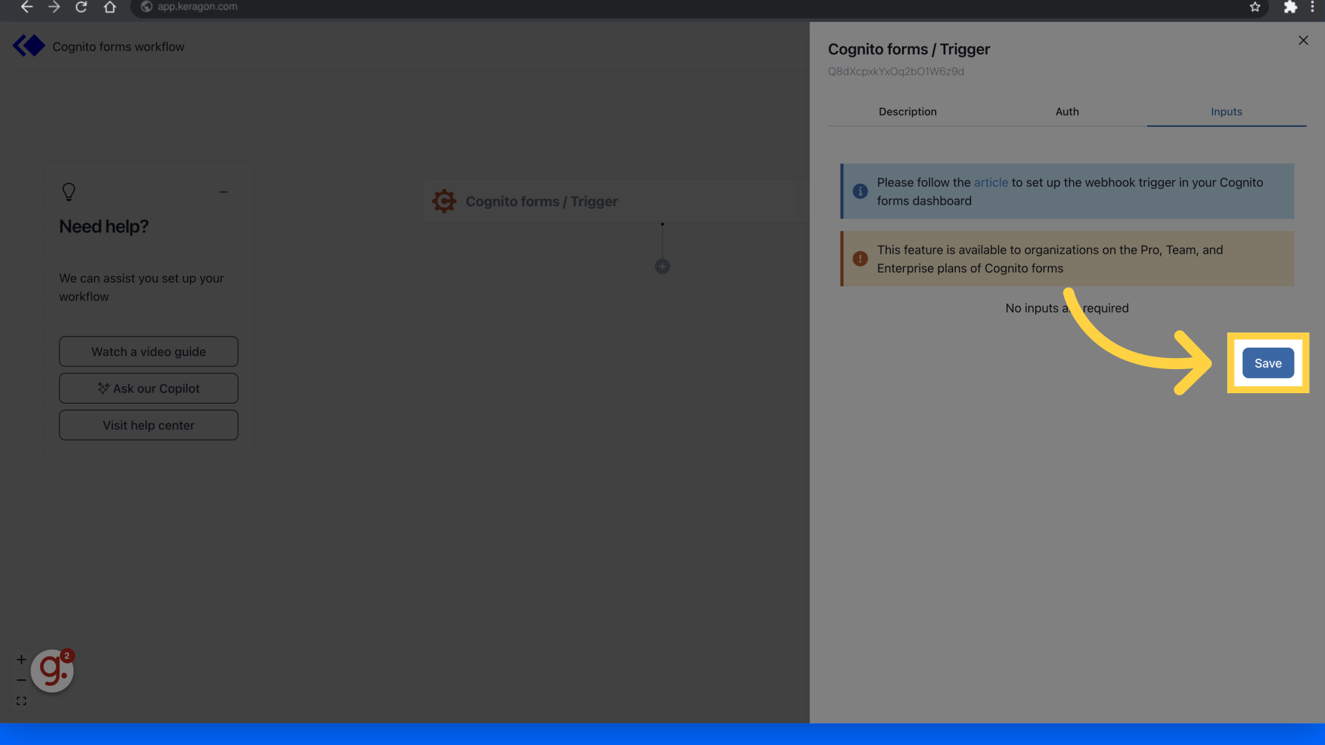 How to set up a Cognito Forms trigger – Keragon