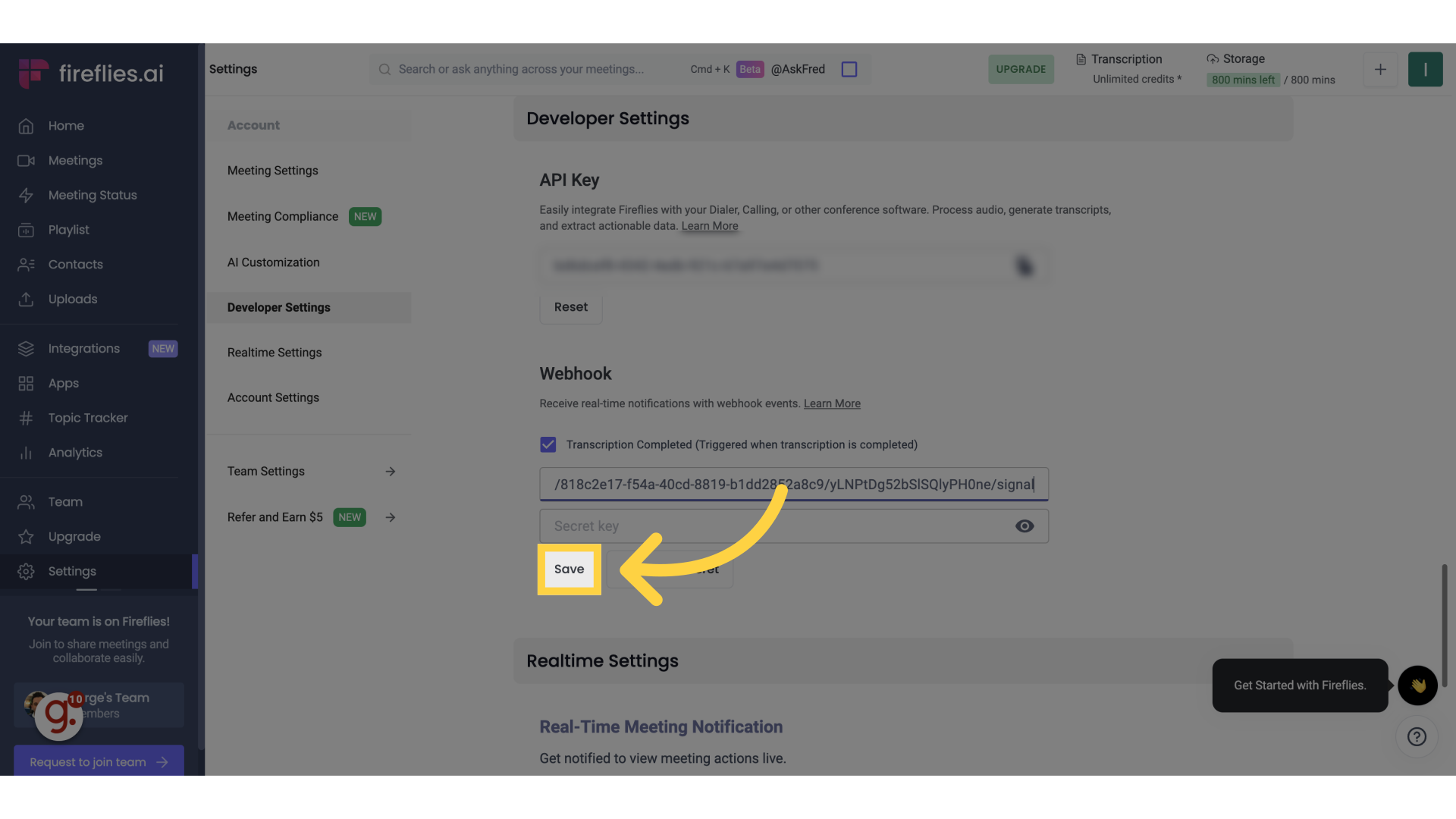 How to add a webhook in Fireflies.ai – Keragon