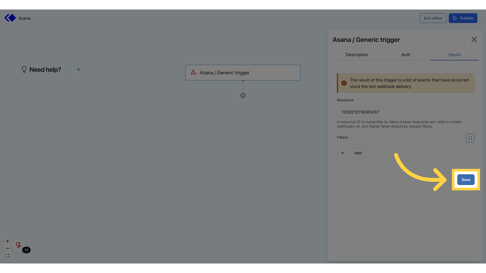 How to set up generic trigger in Asana – Keragon