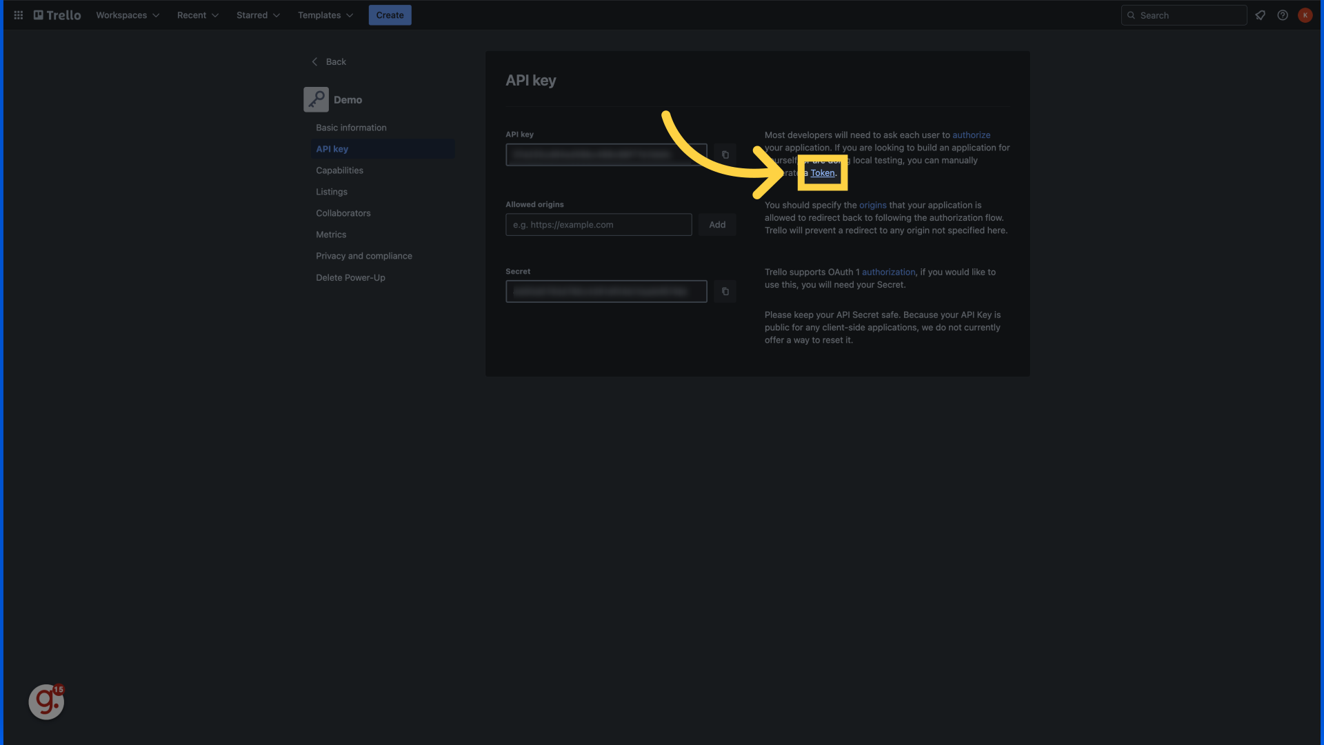 How to find your API key and token in Trello – Keragon