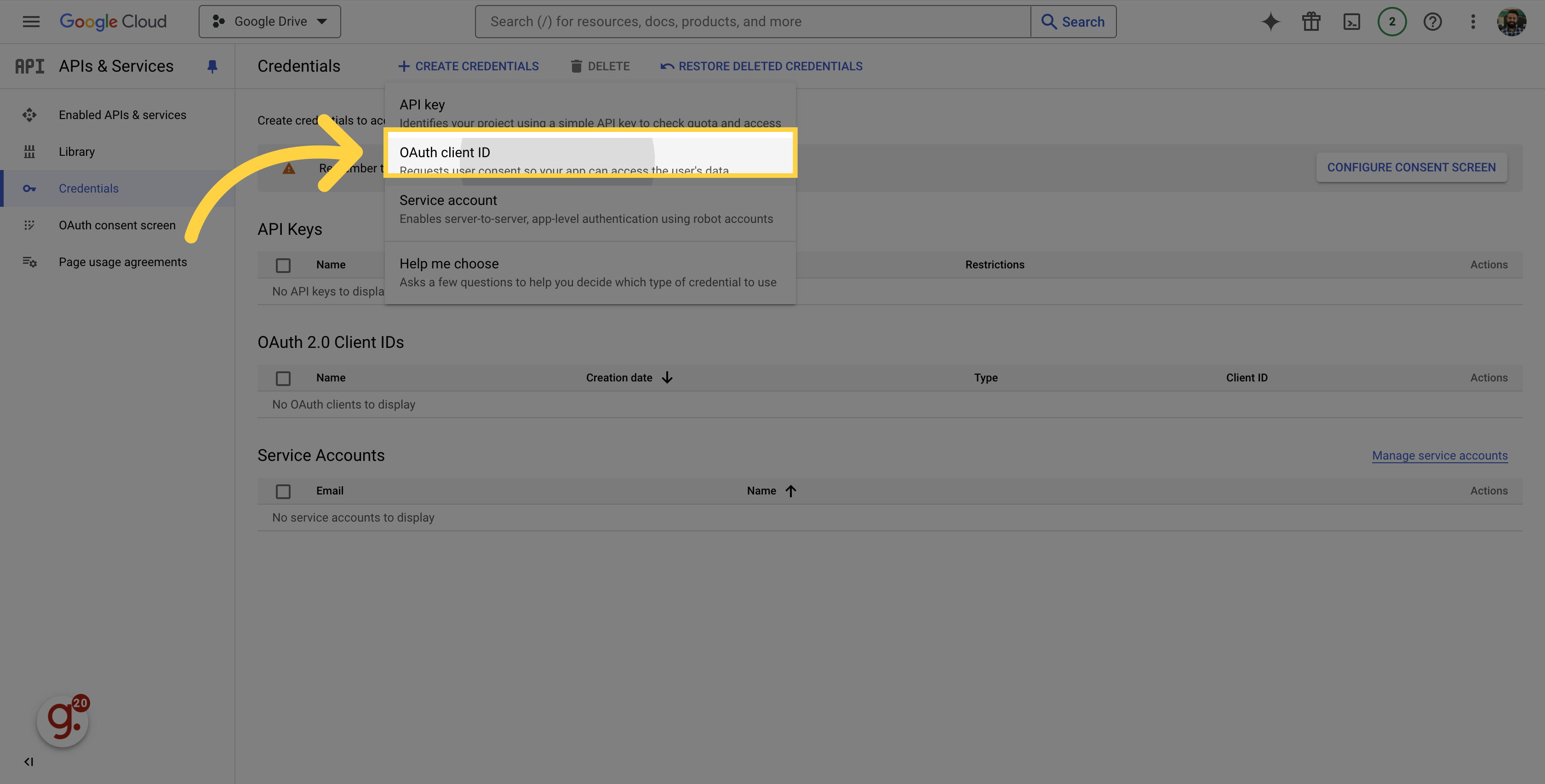 How to find your OAuth 2.0 client credentials in Google Drive – Keragon