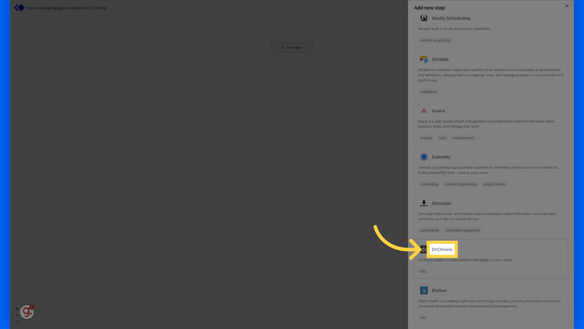 How to setup DrChrono webhook trigger – Keragon