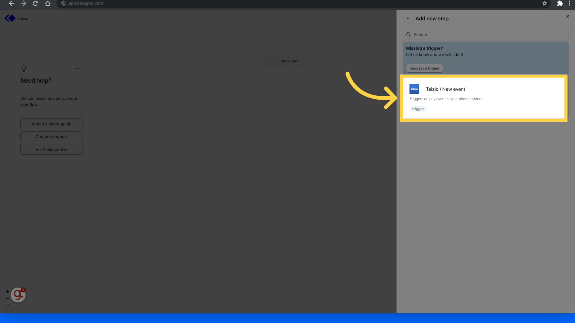 How to setup Keragon webhook in Telzio – Keragon