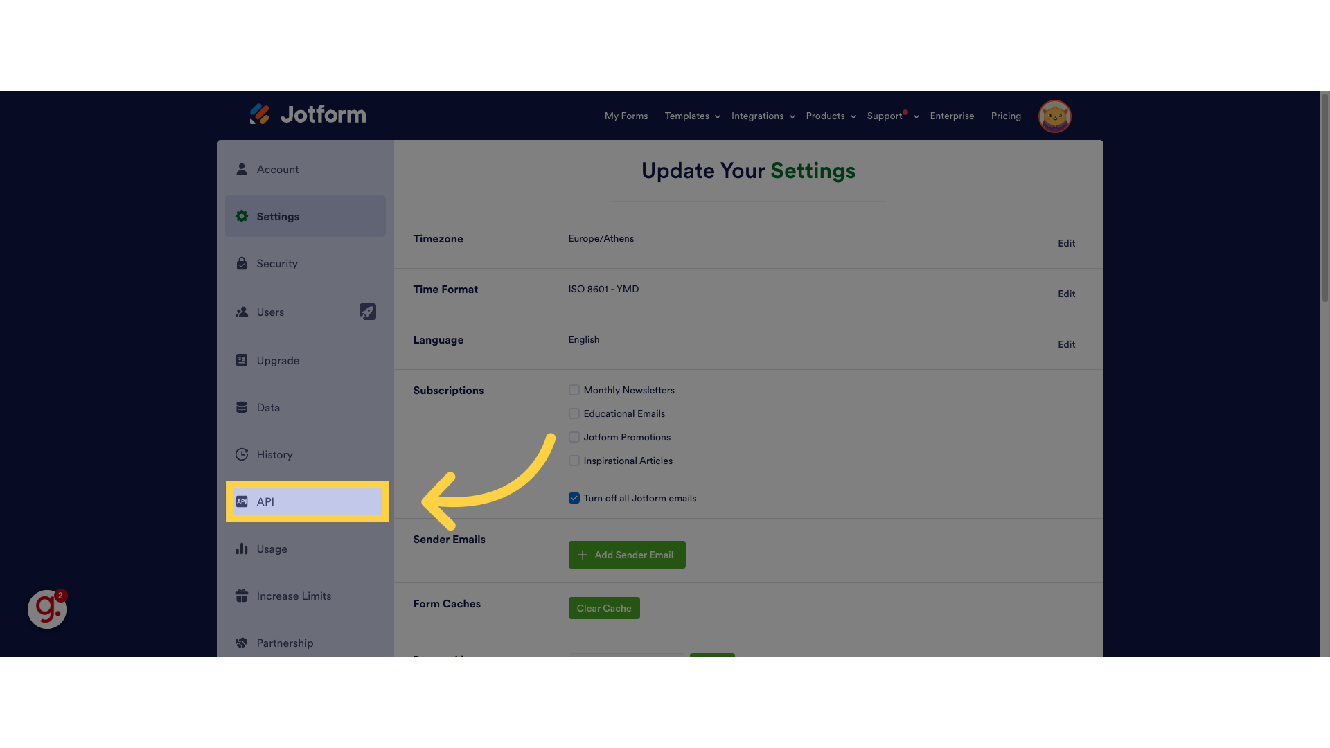 How to find your API key in Jotform – Keragon