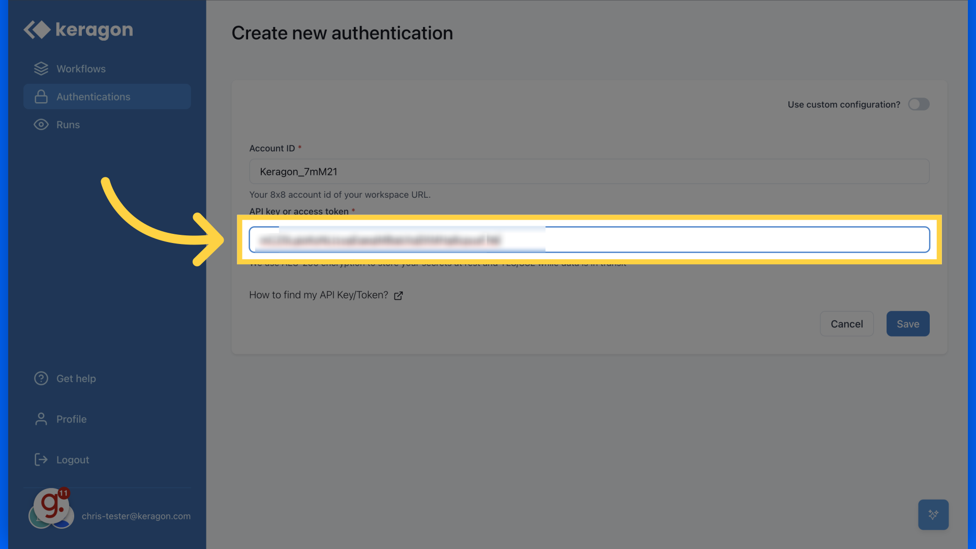 How to find your API key in 8x8 – Keragon