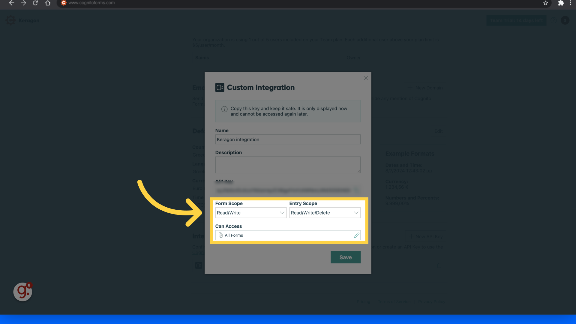 How to find your API Key in Cognito Forms – Keragon