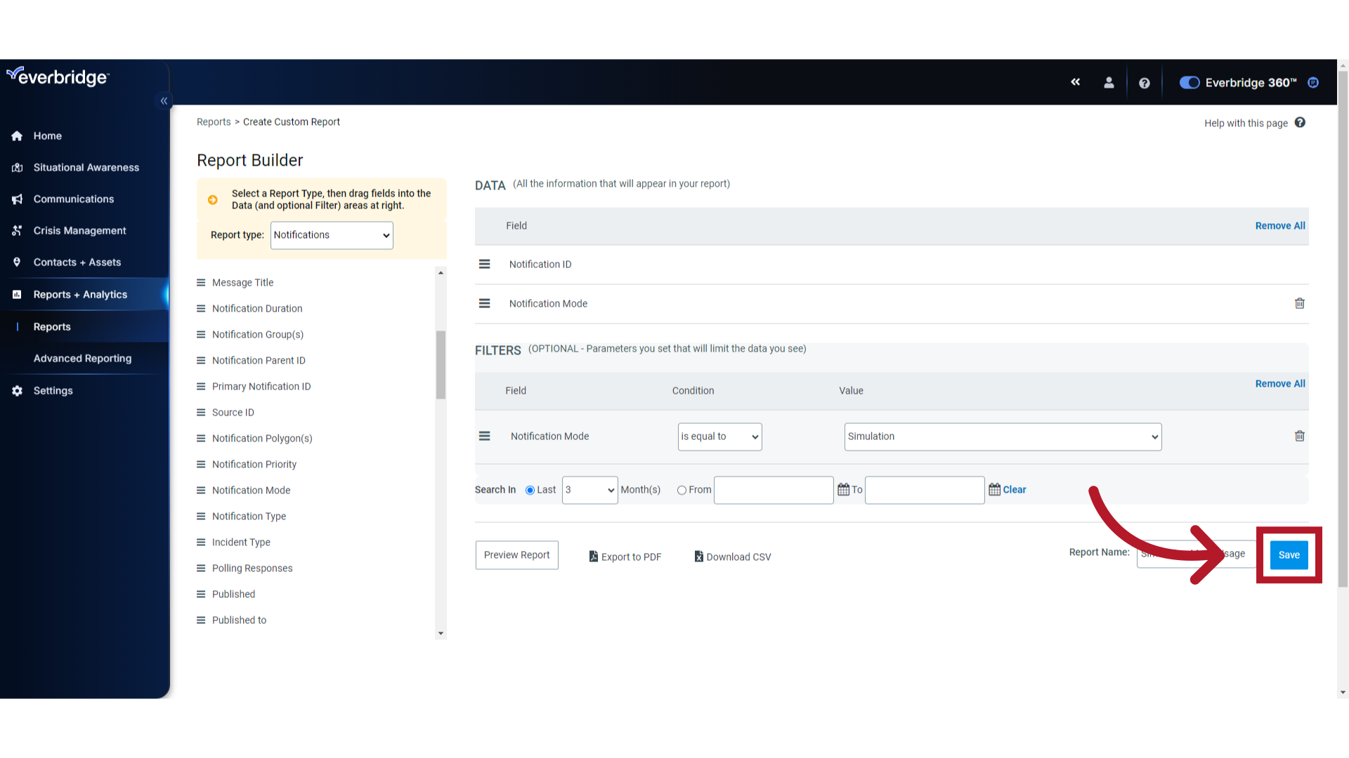 EBS: Custom Report - Simulation Mode Usage – Everbridge