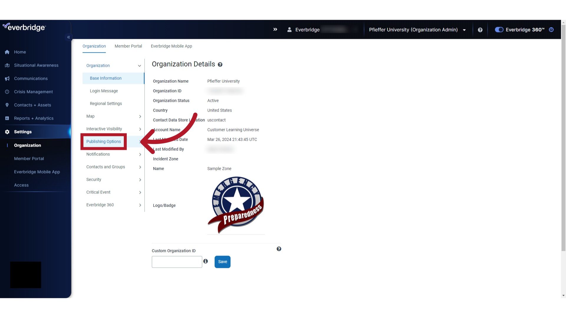 EBS: Viewing an Everbridge Organization’s IPAWS COG Profile – Everbridge