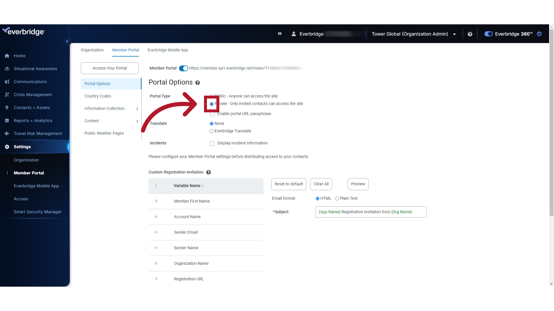 EBS: Configuring Private Member Portal Settings in Everbridge Suite ...