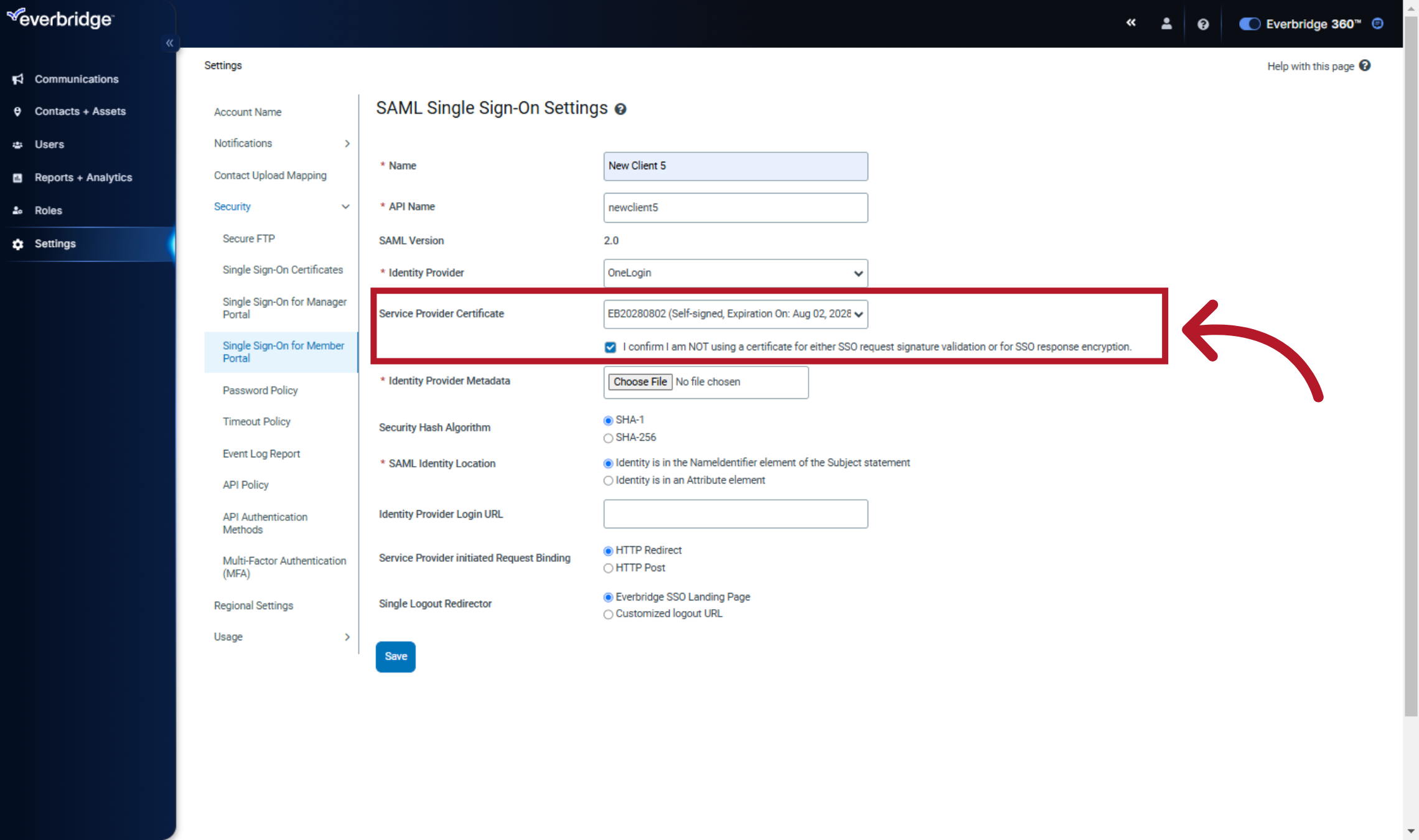 EBS: Configuring Single Sign-on (SSO) for Use With an Everbridge Member Portal – Everbridge
