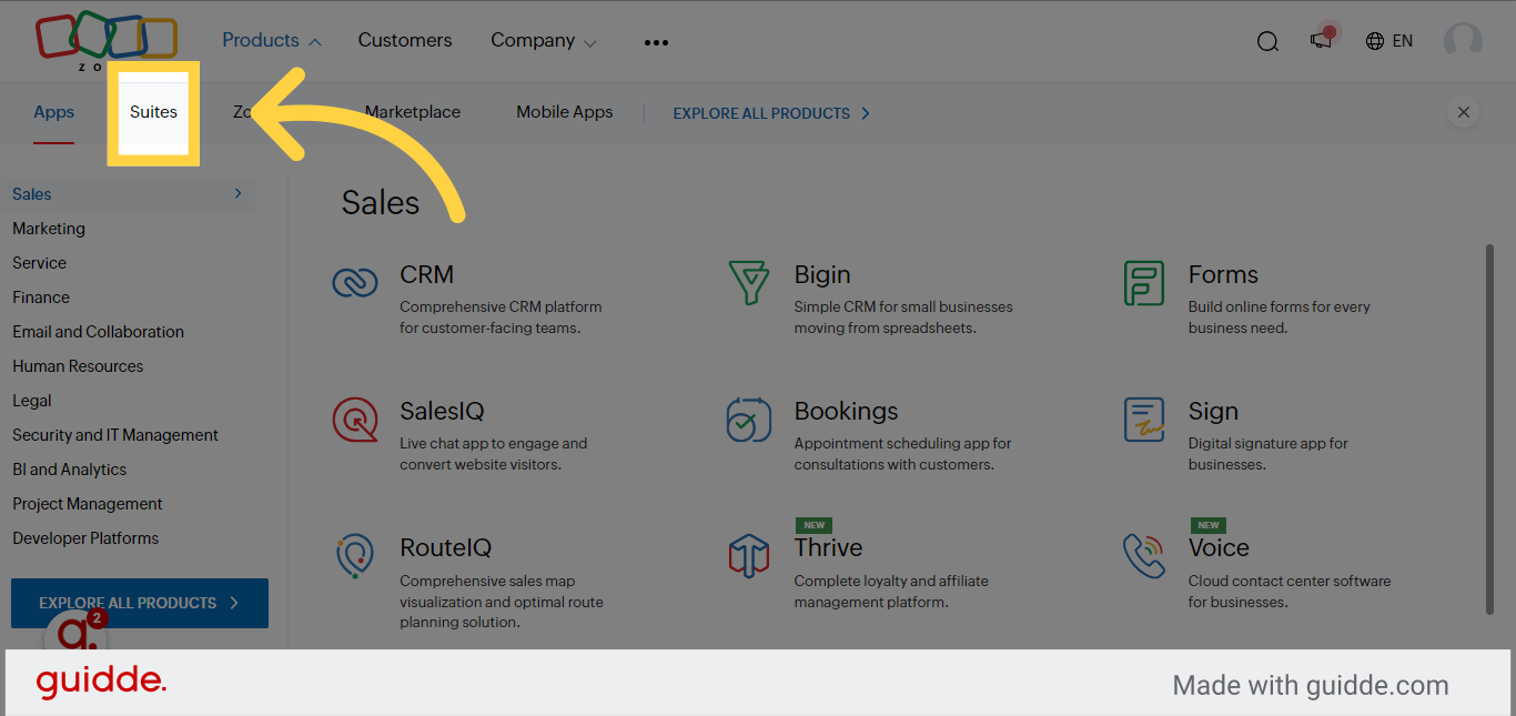 How to access the CRM platform on your ZOHO account - Guidde | Gallery