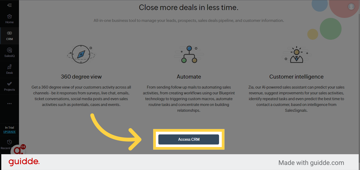 How to access the CRM platform on your ZOHO account - Guidde | Gallery