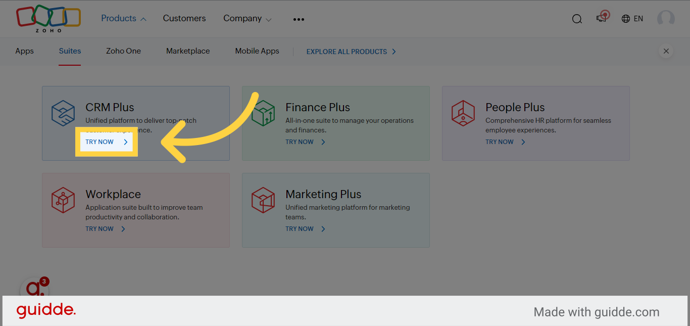 How to access the CRM platform on your ZOHO account - Guidde | Gallery