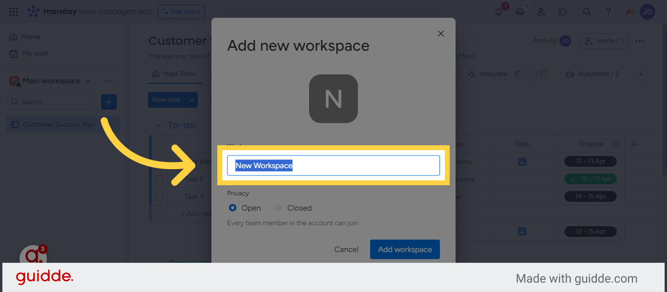 How to Add Workspace to Monday.com - Guidde | Gallery