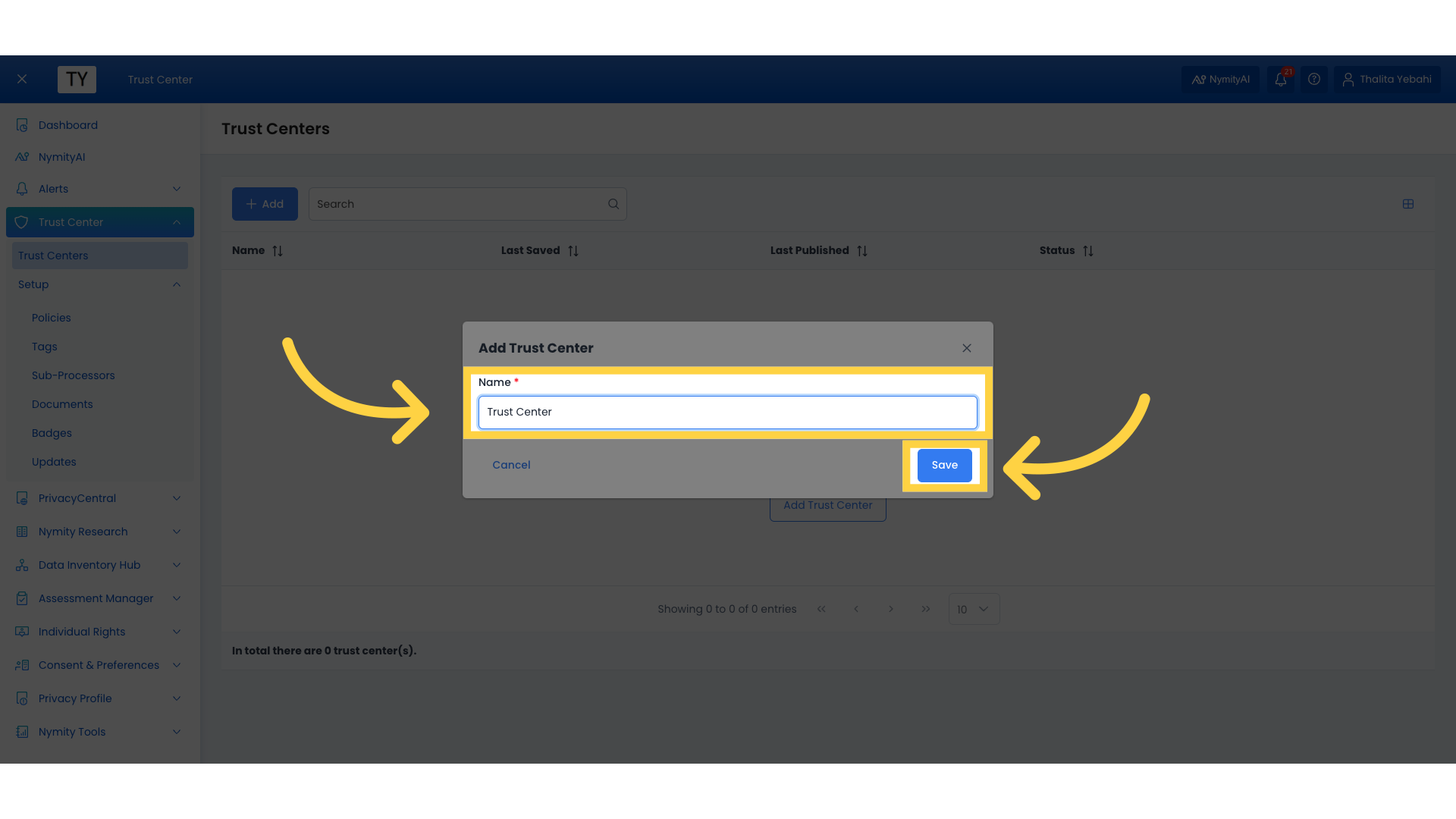 Creating and Editing the Configurations of Trust Center – TrustArc Help Center