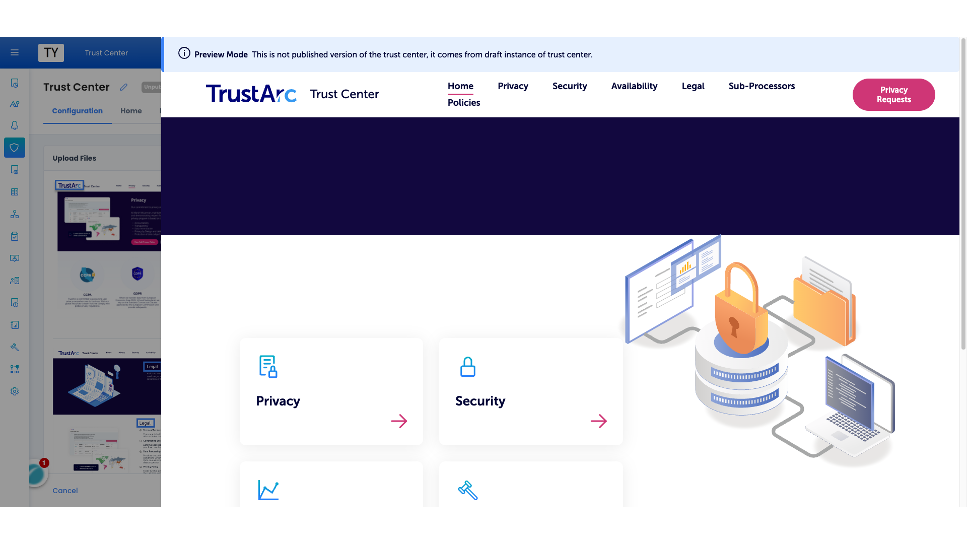 Creating and Editing the Configurations of Trust Center – TrustArc Help Center