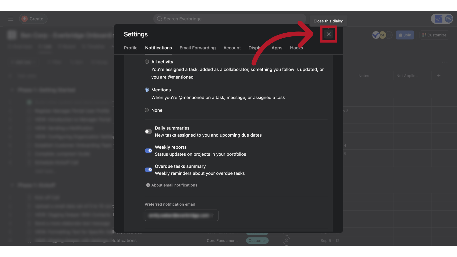 Onboarding: Adjusting Asana Profile Settings – Everbridge