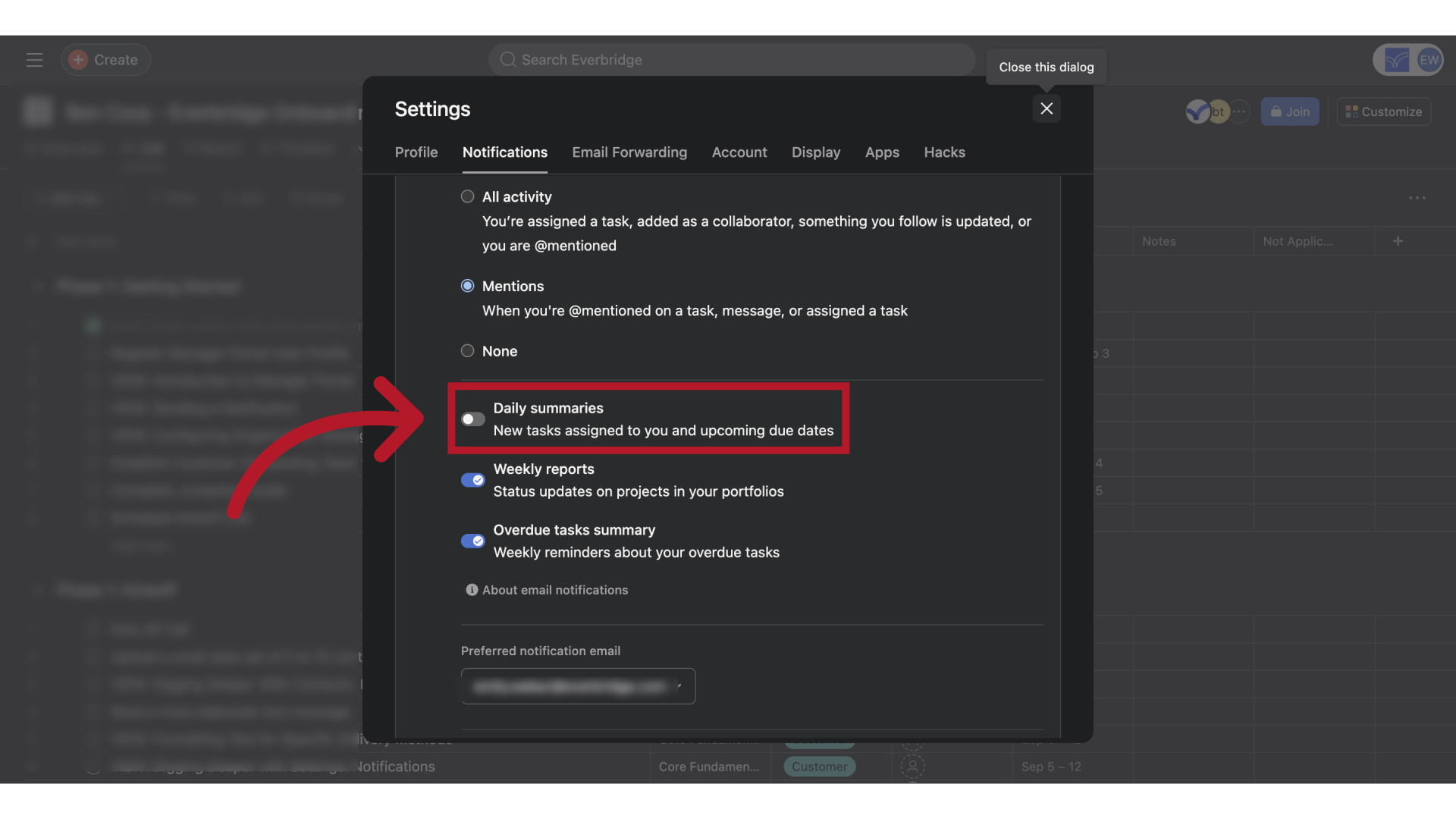 Onboarding: Adjusting Asana Profile Settings – Everbridge