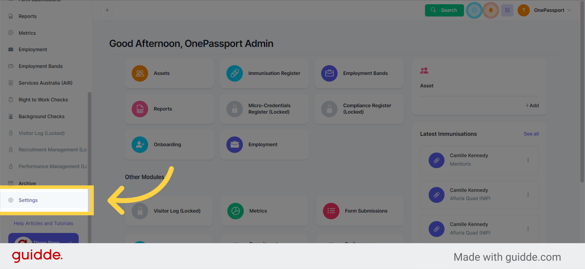 Creating an Asset Form for New Staff – OnePassport