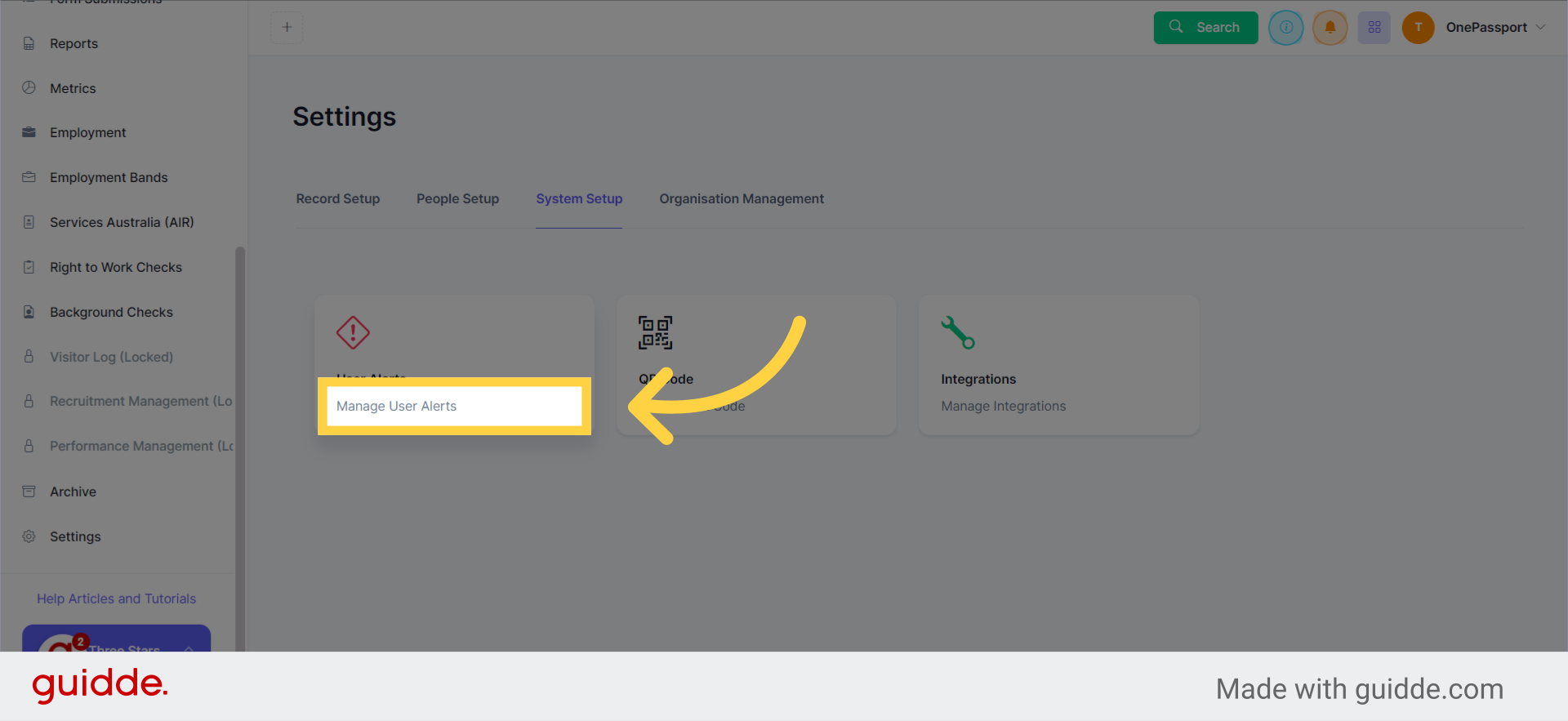 Setting Up User Alerts – OnePassport