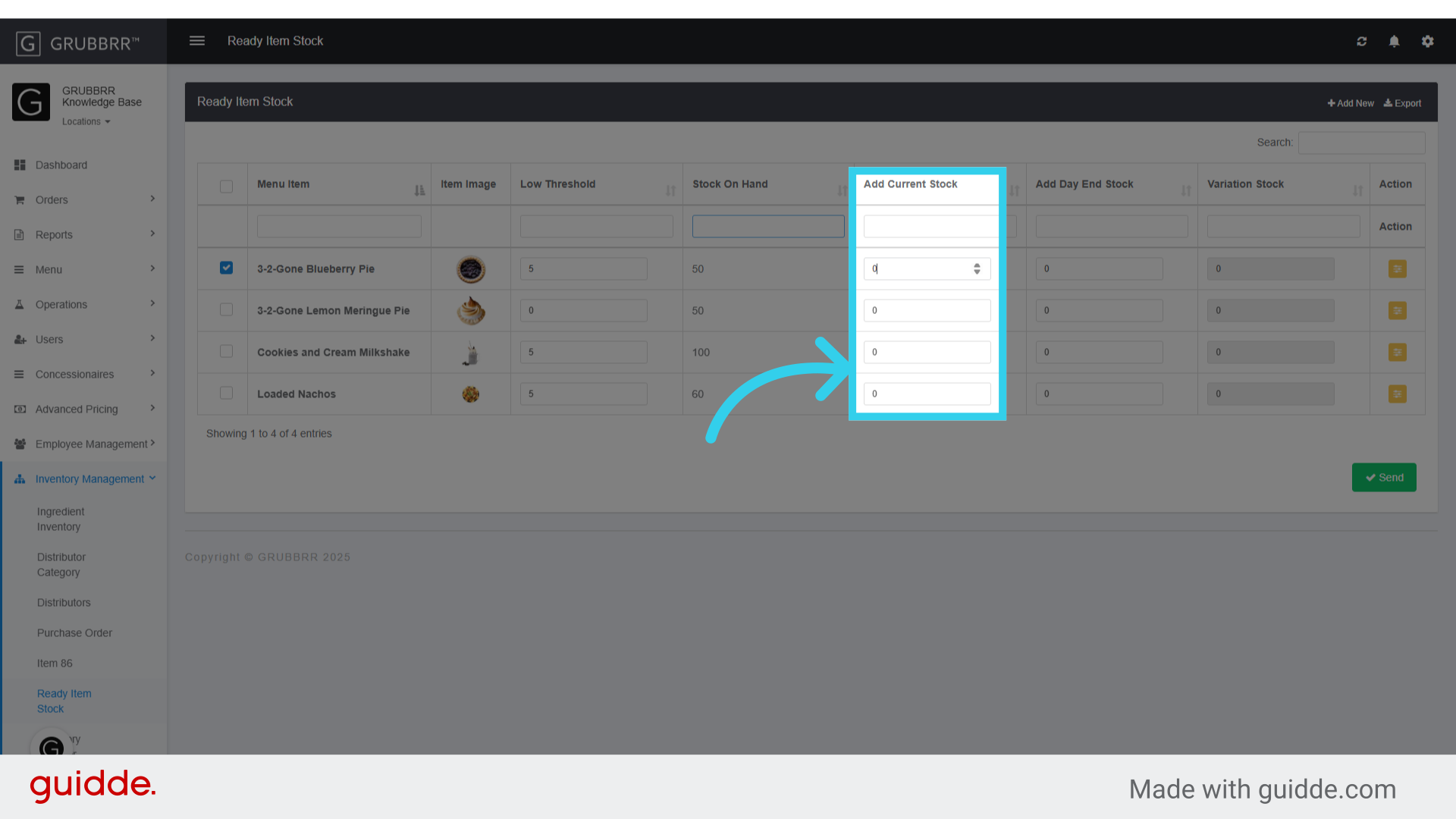 How to Manually Update your Item Inventory in the GRUBBRR Portal