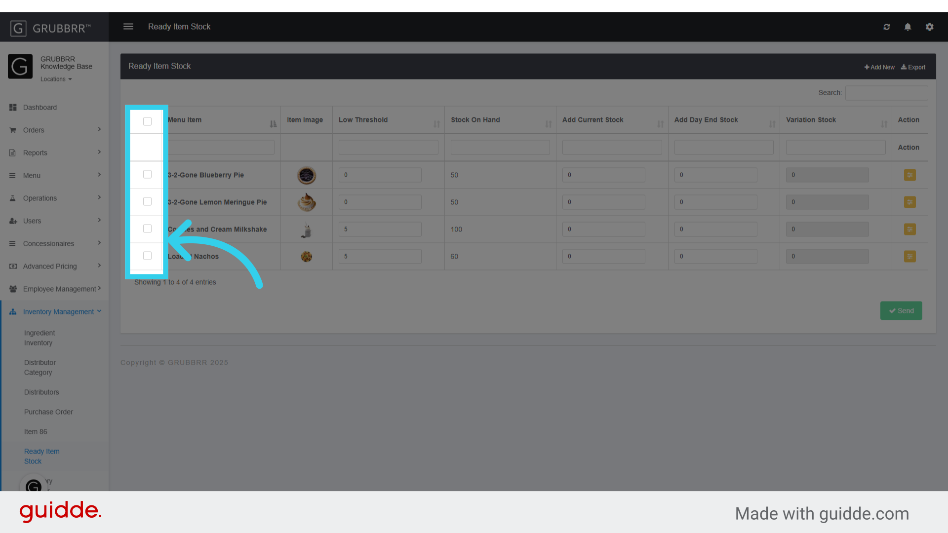 How to Manually Update your Item Inventory in the GRUBBRR Portal