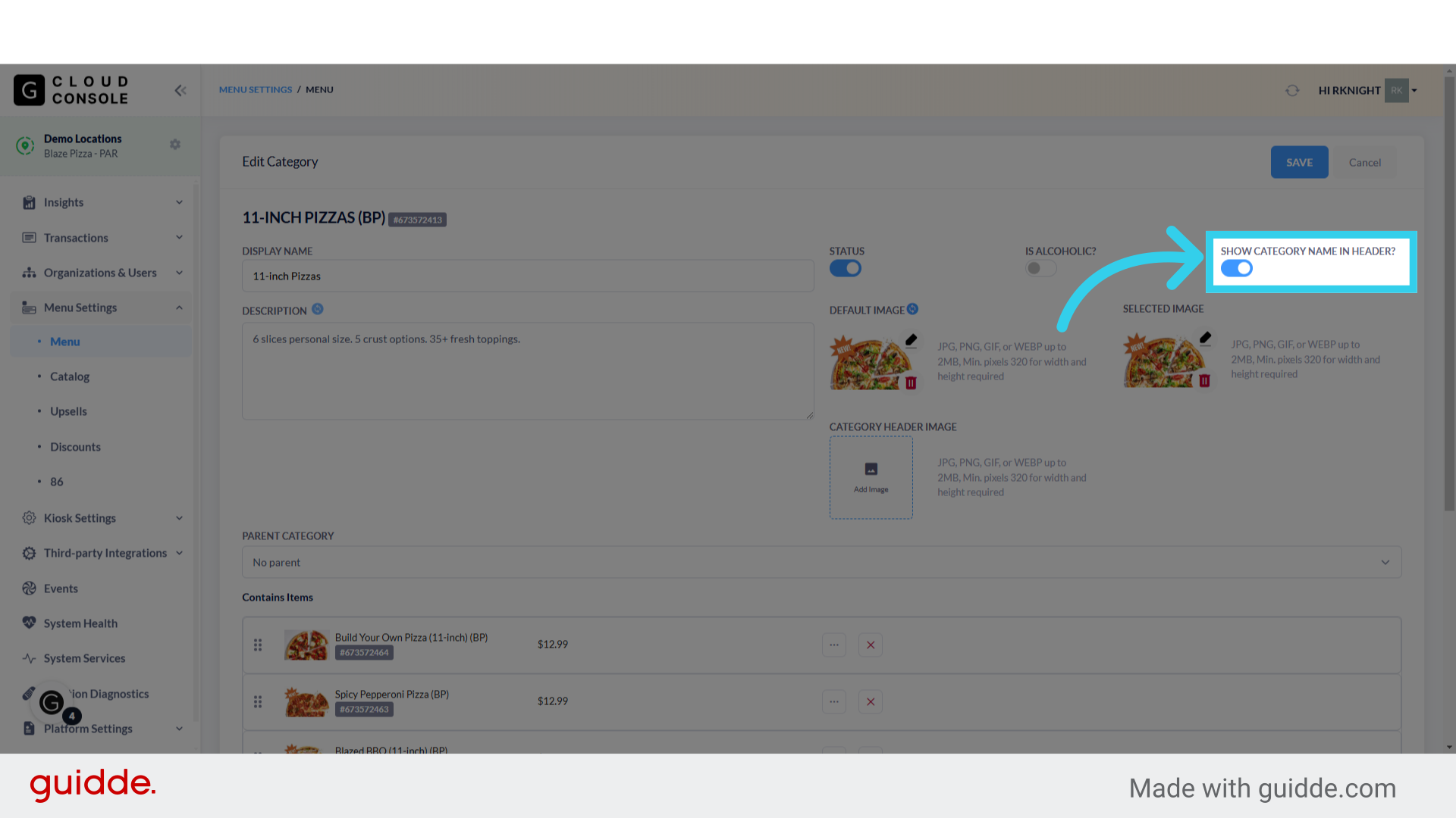 How to add Images to Category Headers in the GRUBBRR Console