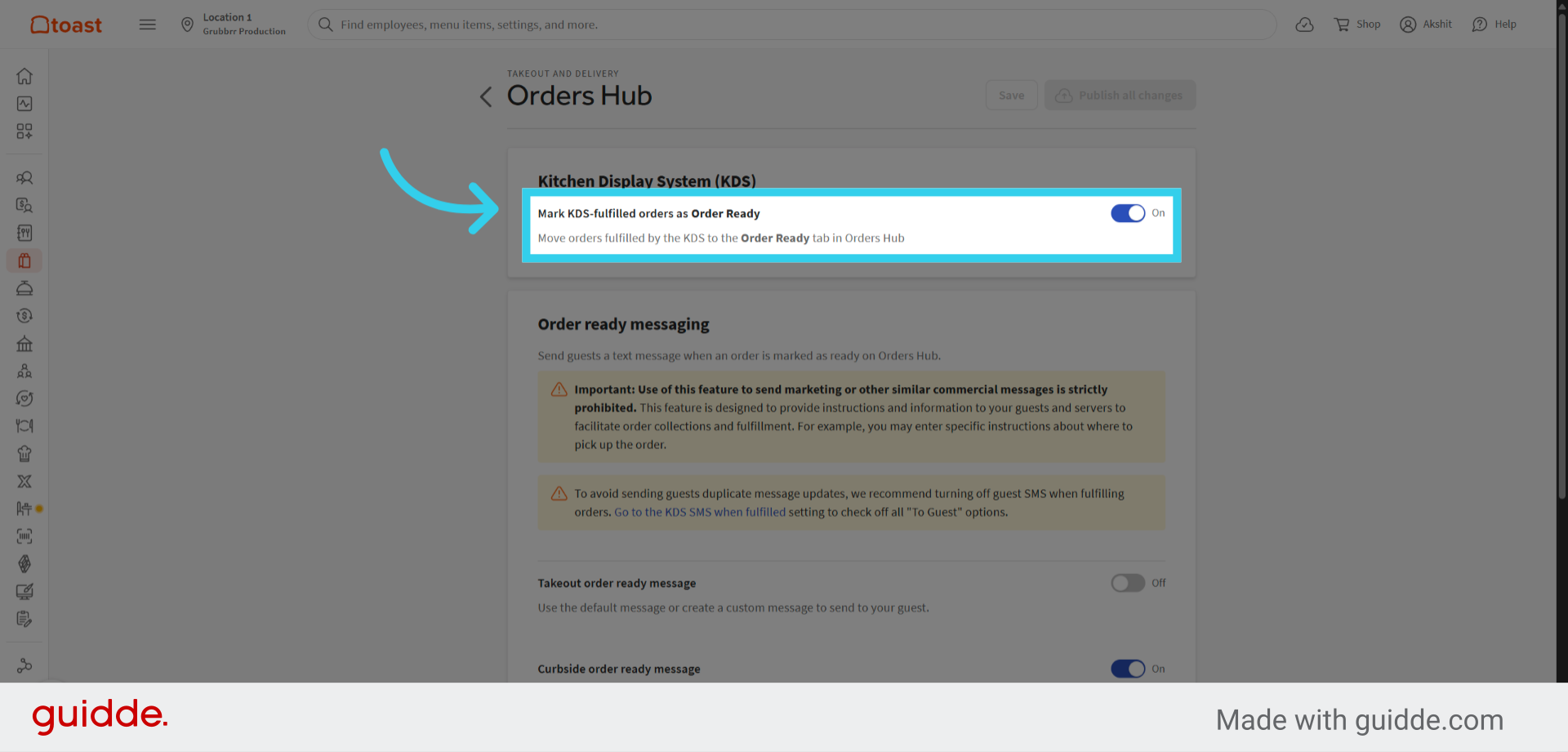 How to Enable SMS Order Notifications in Toast